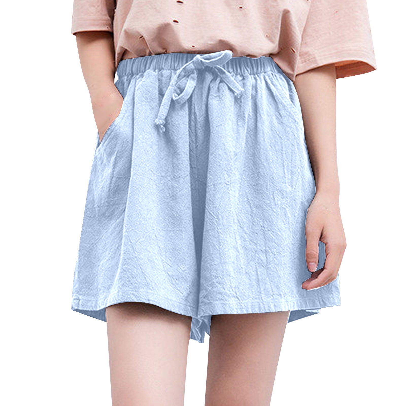FUNUONY Linen Beach Vacation Shorts for Women Casual Summer Outfits ...