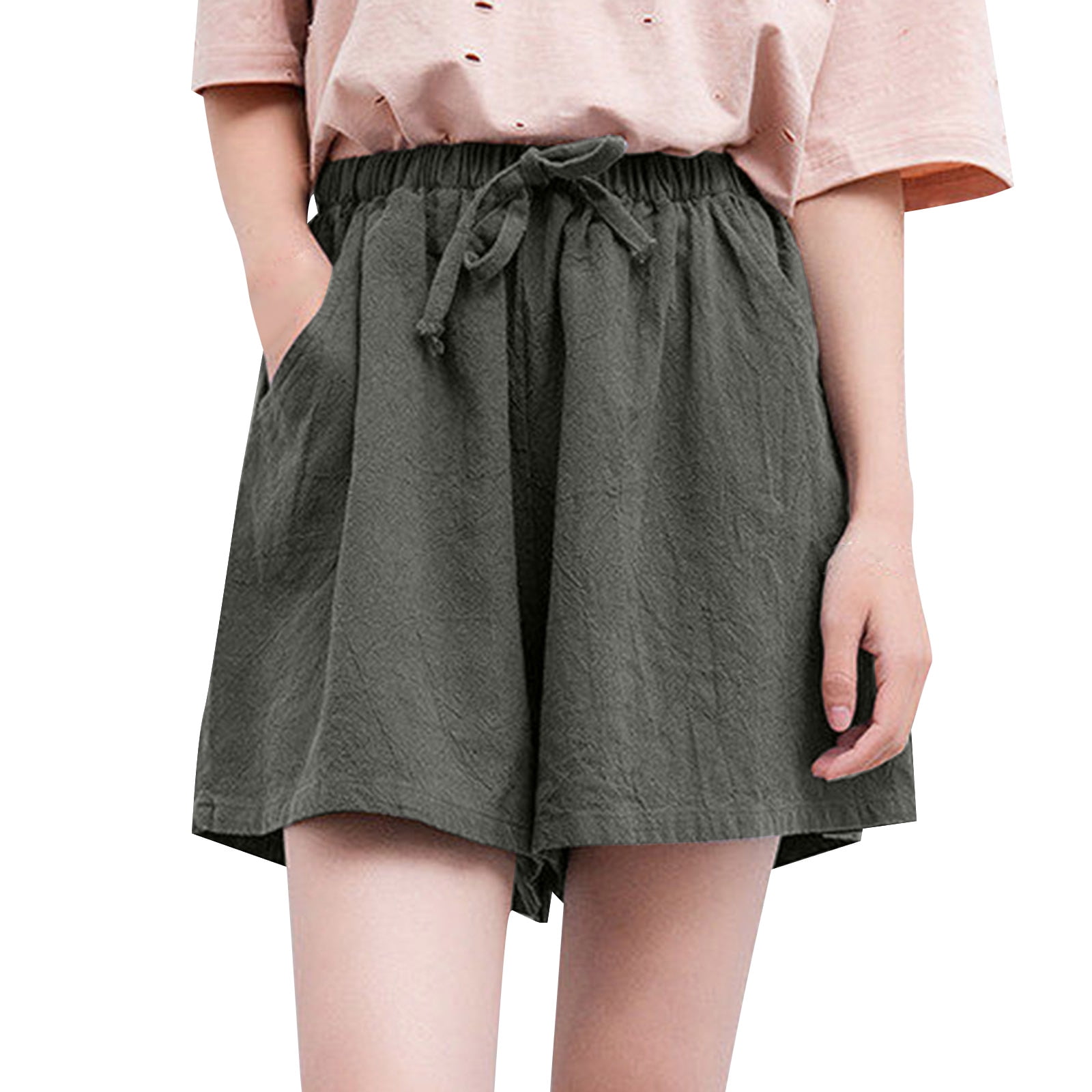 FUNUONY Linen Beach Vacation Shorts for Women Casual Summer Outfits ...