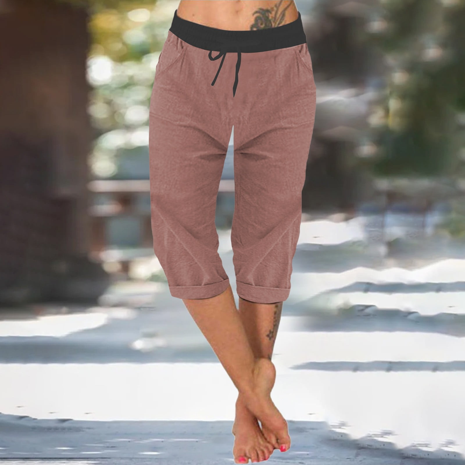 FUNUONY Linen Capri Pants for Women Wide Leg Summer 2025 Trendy Womens ...