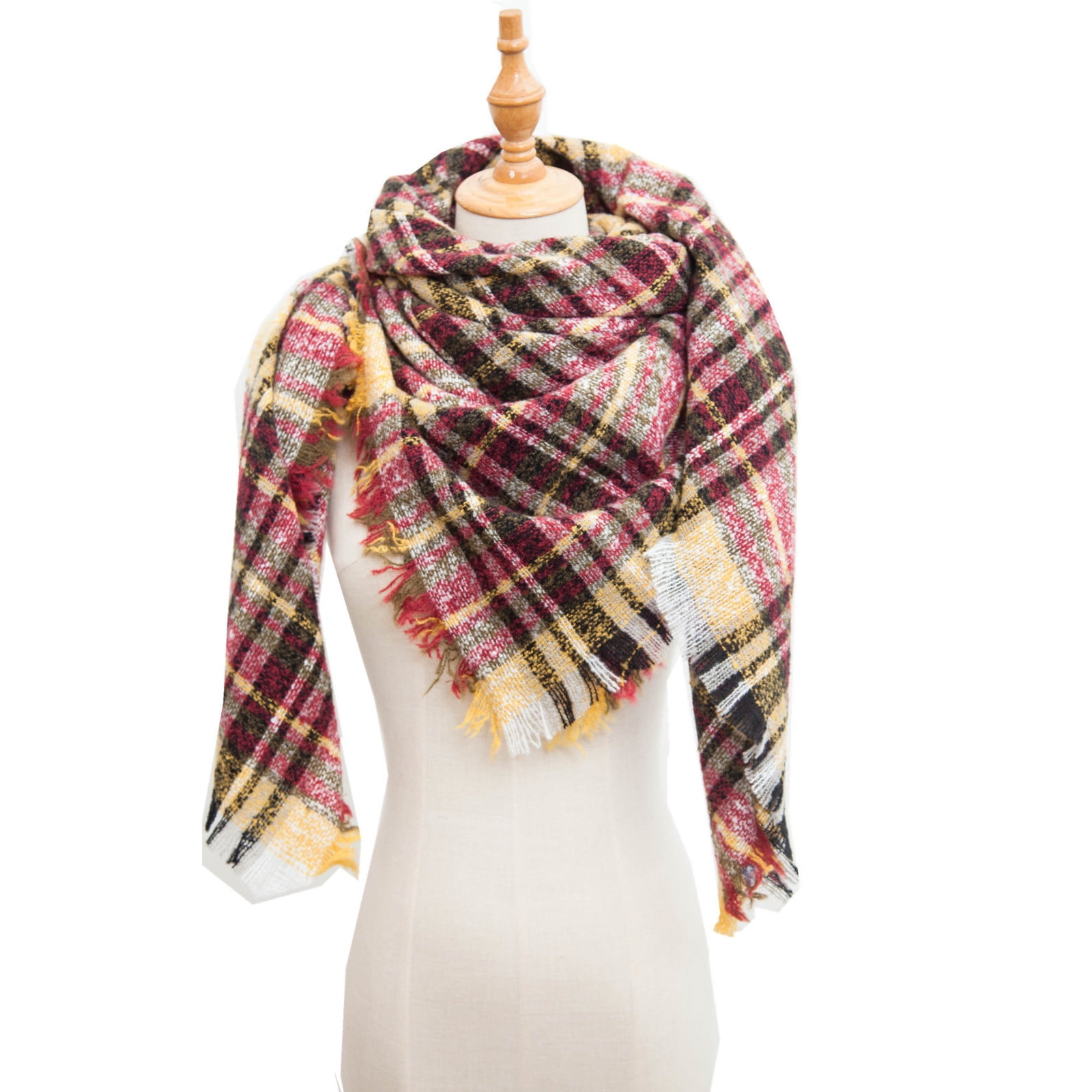 FUNUONY Plaid Scarf Soft Warm Tartan Shawl Cape Blanket Scarves Fashion ...