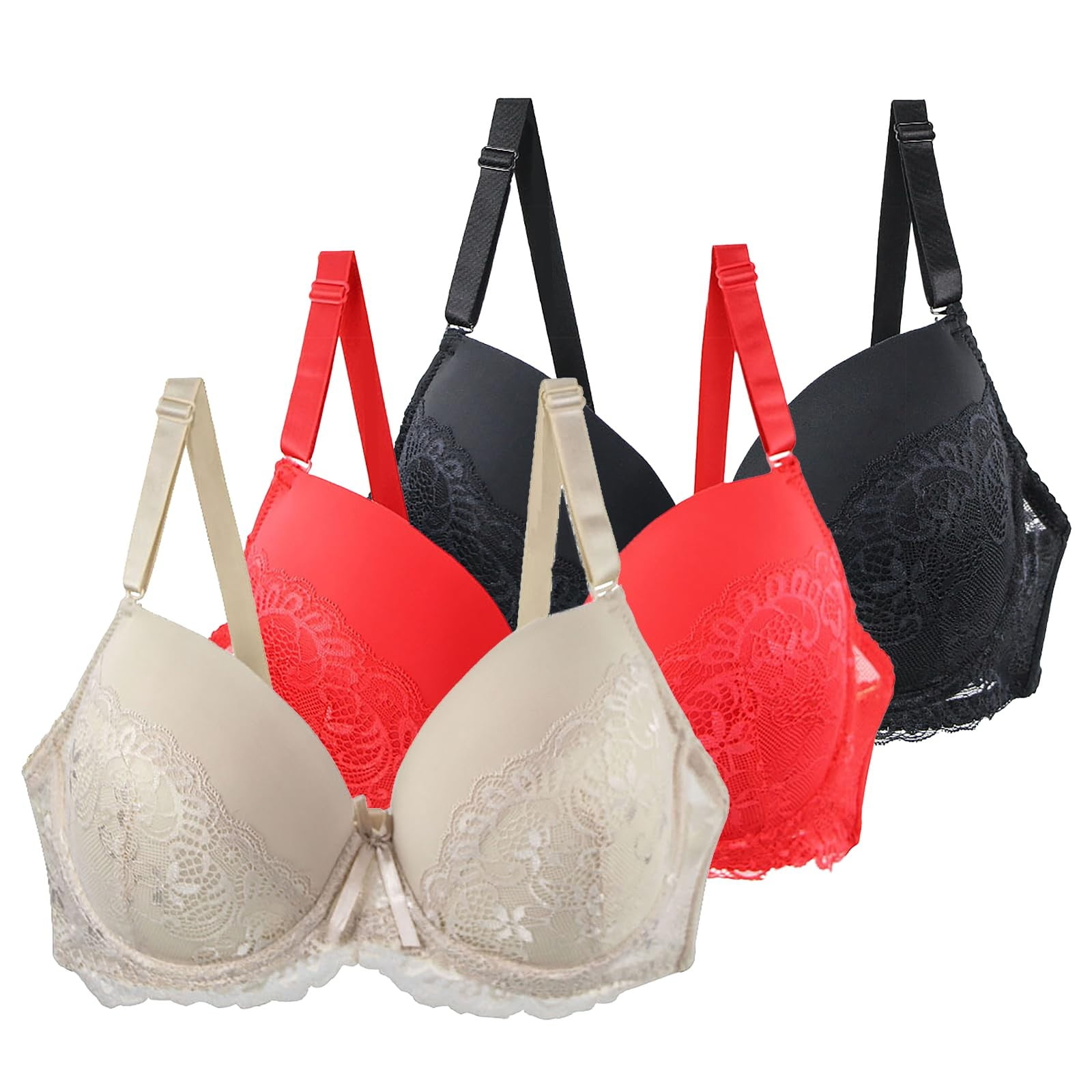 FUNUONY Push Up Bra for Women Bag 3 Bra Strap Strap Bra Set Big Tight ...