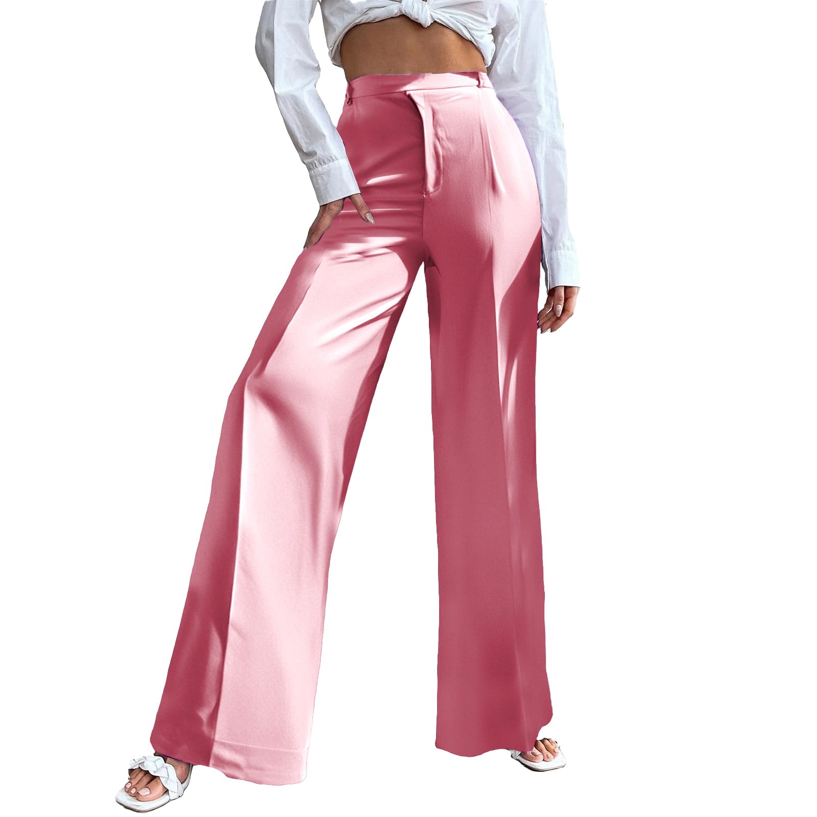 FUNUONY Wide Leg Pants Woman Border Straight Leg Pants High Waisted ...