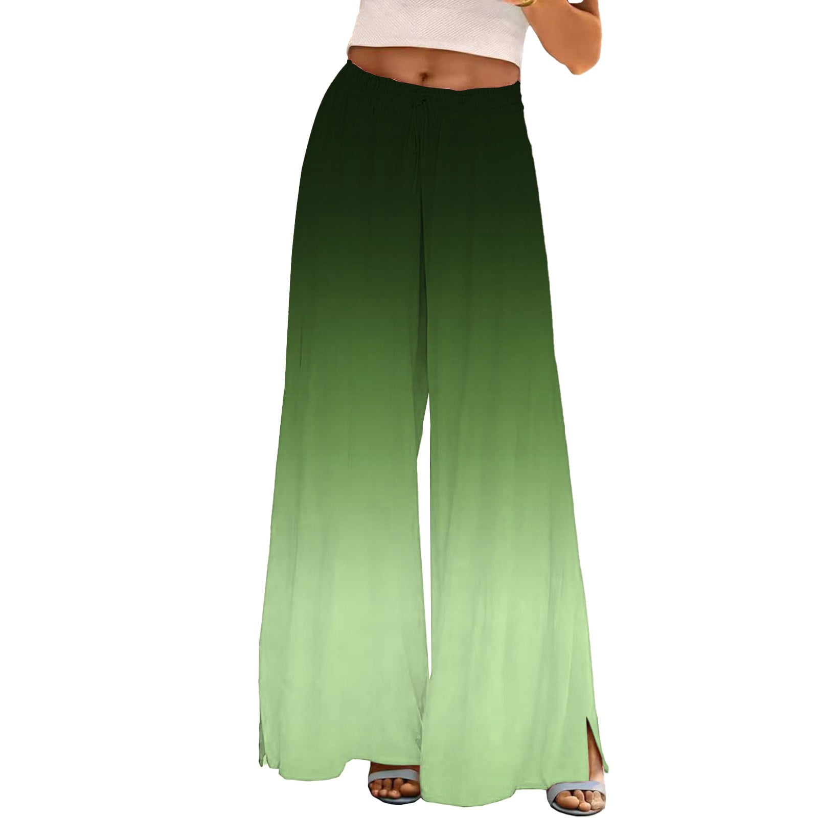 FUNUONY Wide Leg Pants Woman Summer Beach Trousers for Vacation High ...