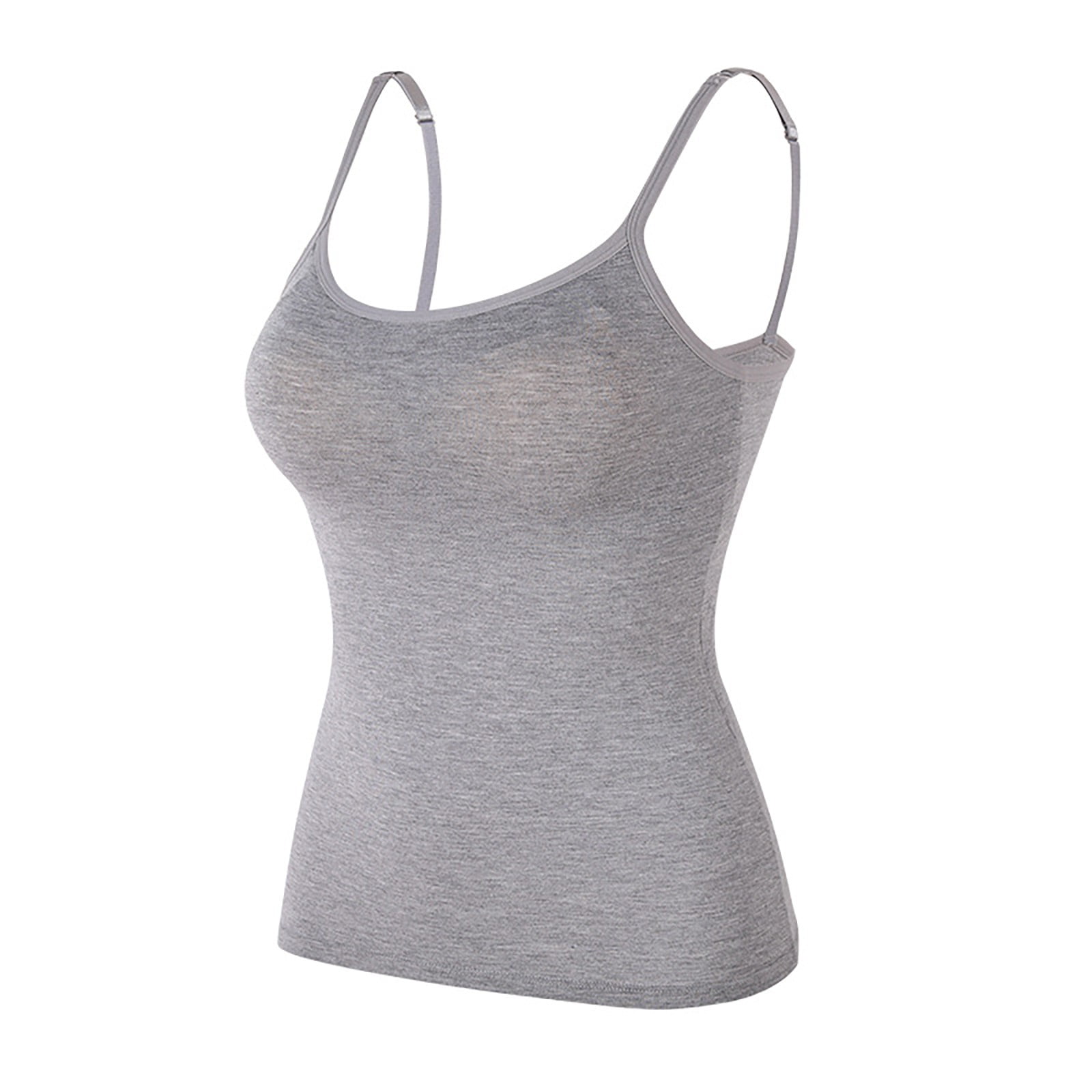 FUNUONY Women's Basic Tank Tops,Built-In Bra Padded Camisole Yoga Tanks ...