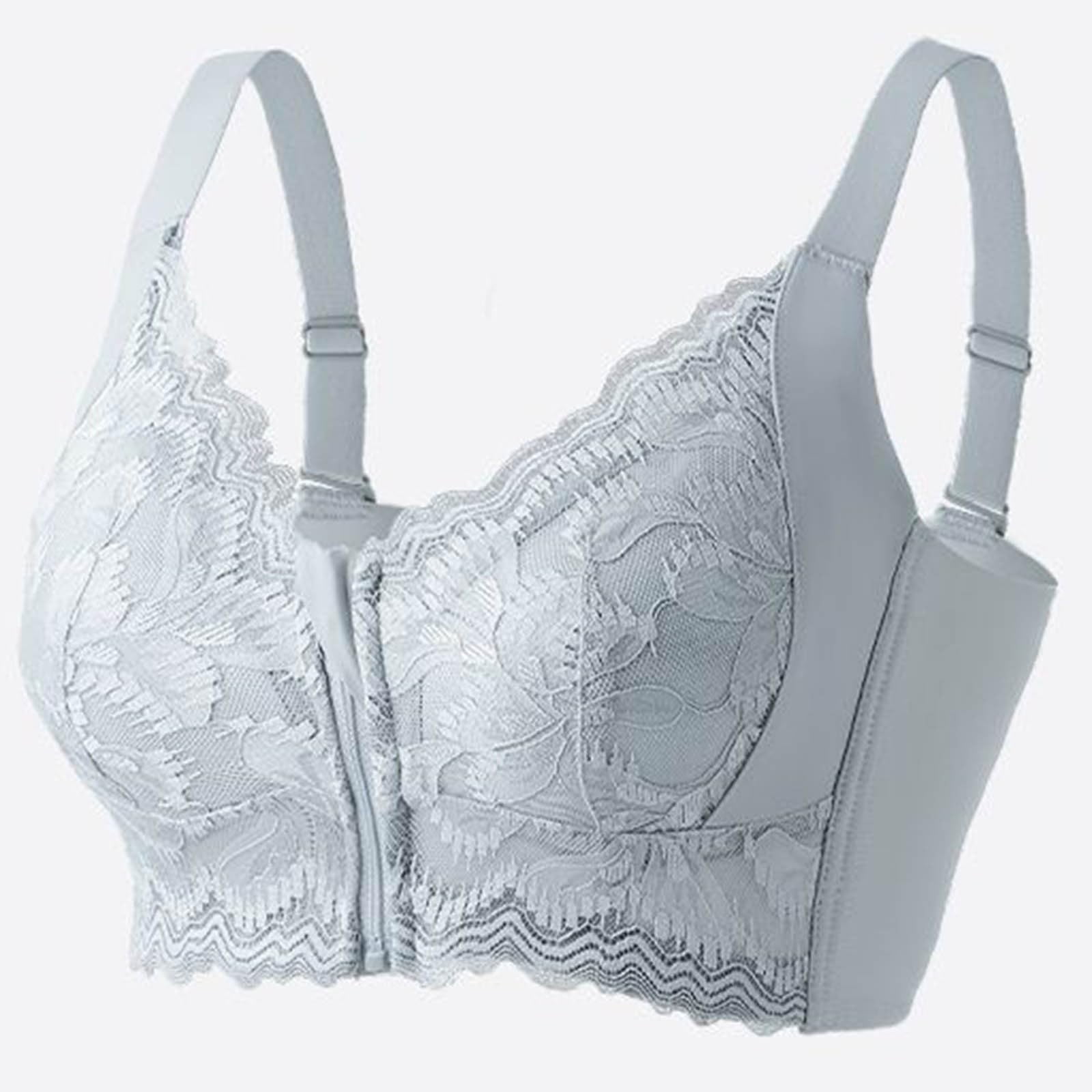 FUNUONY Women's Front Zipper Sports Bra Wireless Ultra Soft Front Zip ...