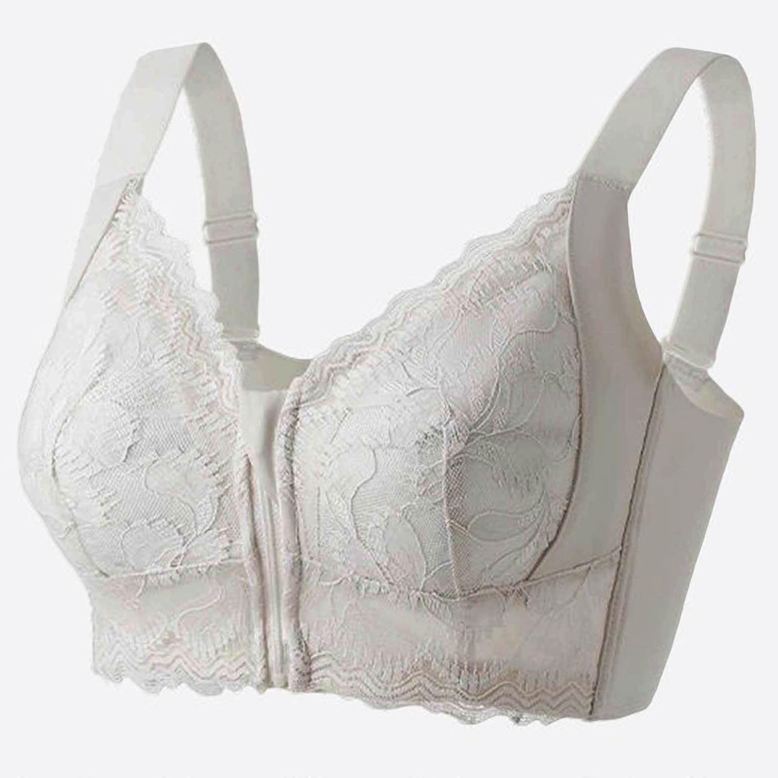 FUNUONY Women's Front Zipper Sports Bra Wireless Ultra Soft Front Zip ...