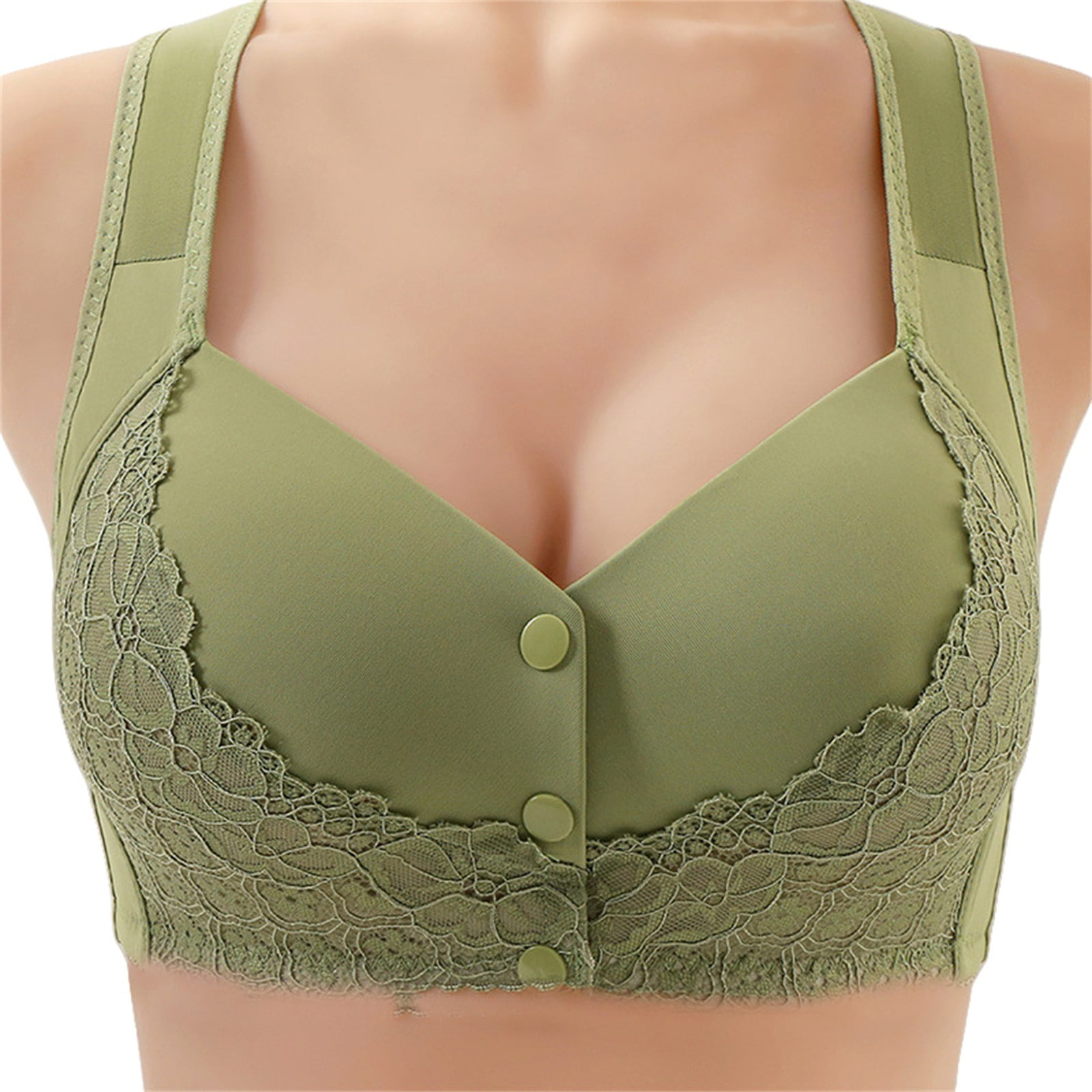 FUNUONY Women's Full Coverage Front Closure Posture Back Unpadded Wirefree Everyday Bra Thin ...