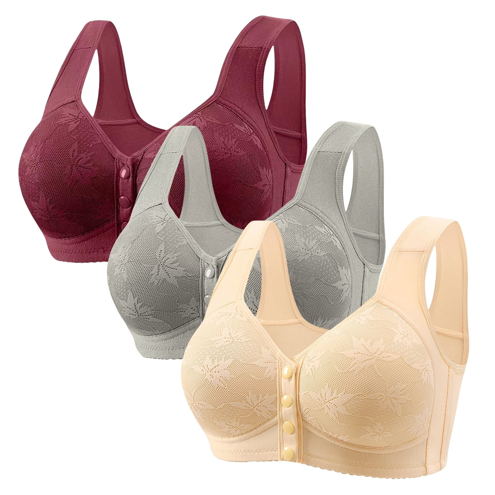 FUNUONY Women's Full Coverage Front Closure Posture Back Unpadded ...