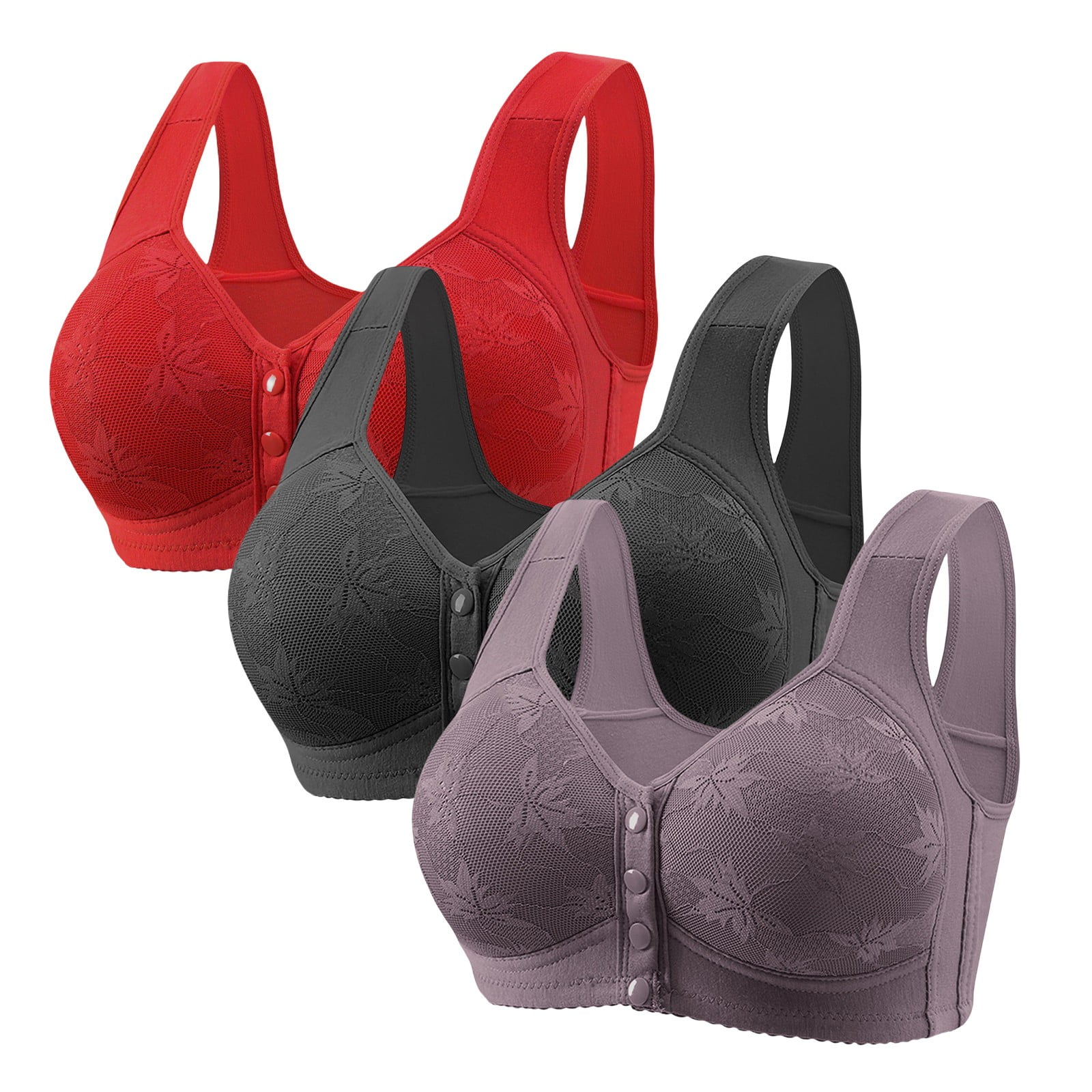 FUNUONY Women's Full Coverage Front Closure Posture Back Unpadded ...