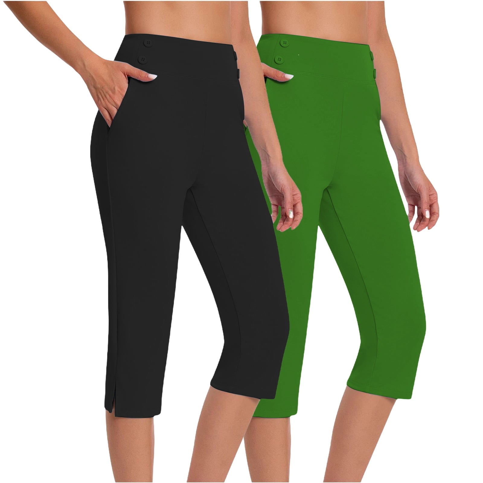 FUNUONY Women's High Waisted Capri Buttery Soft Tummy Control No See ...