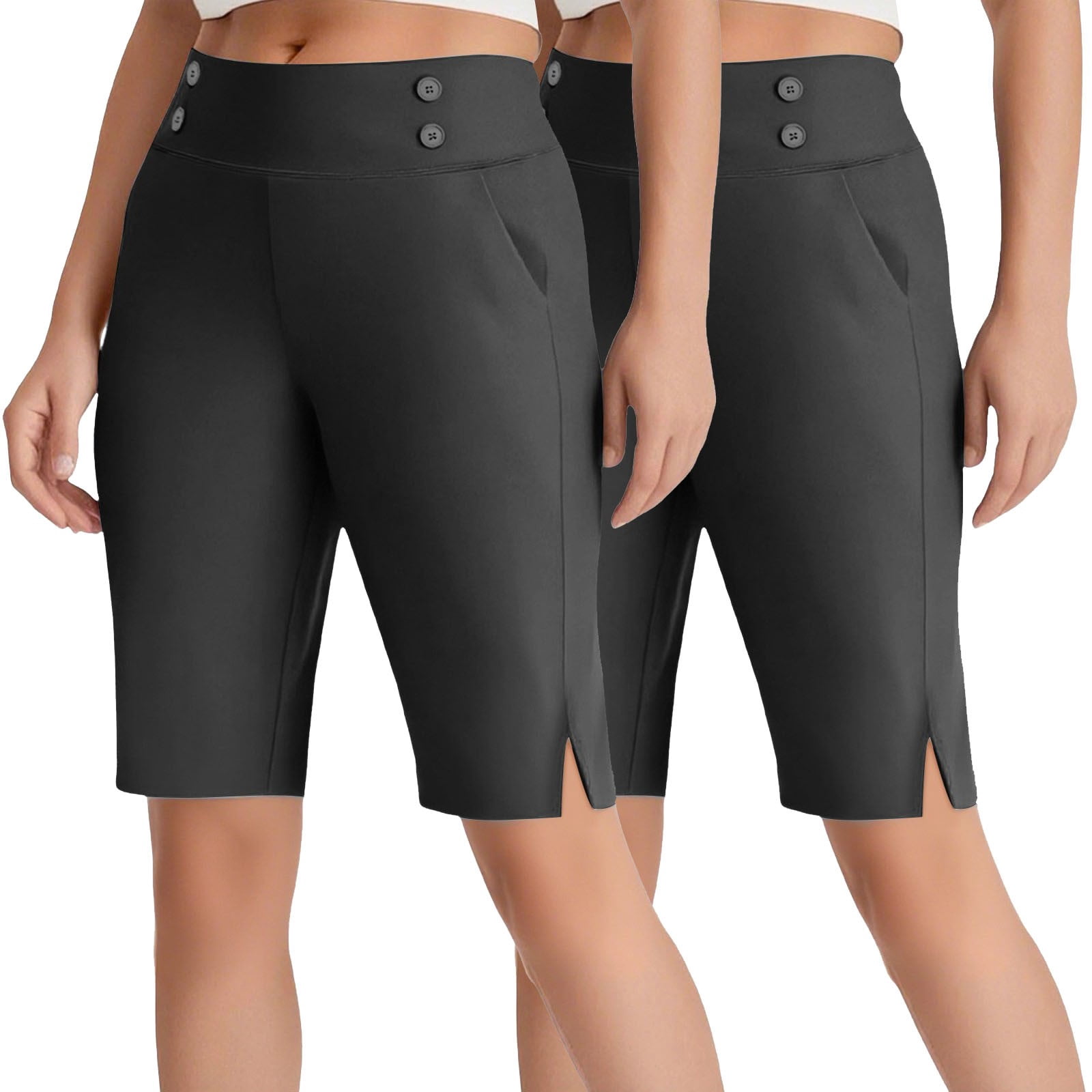 FUNUONY Women's Knee Length Leggings-High Waisted Capri Pants Biker ...