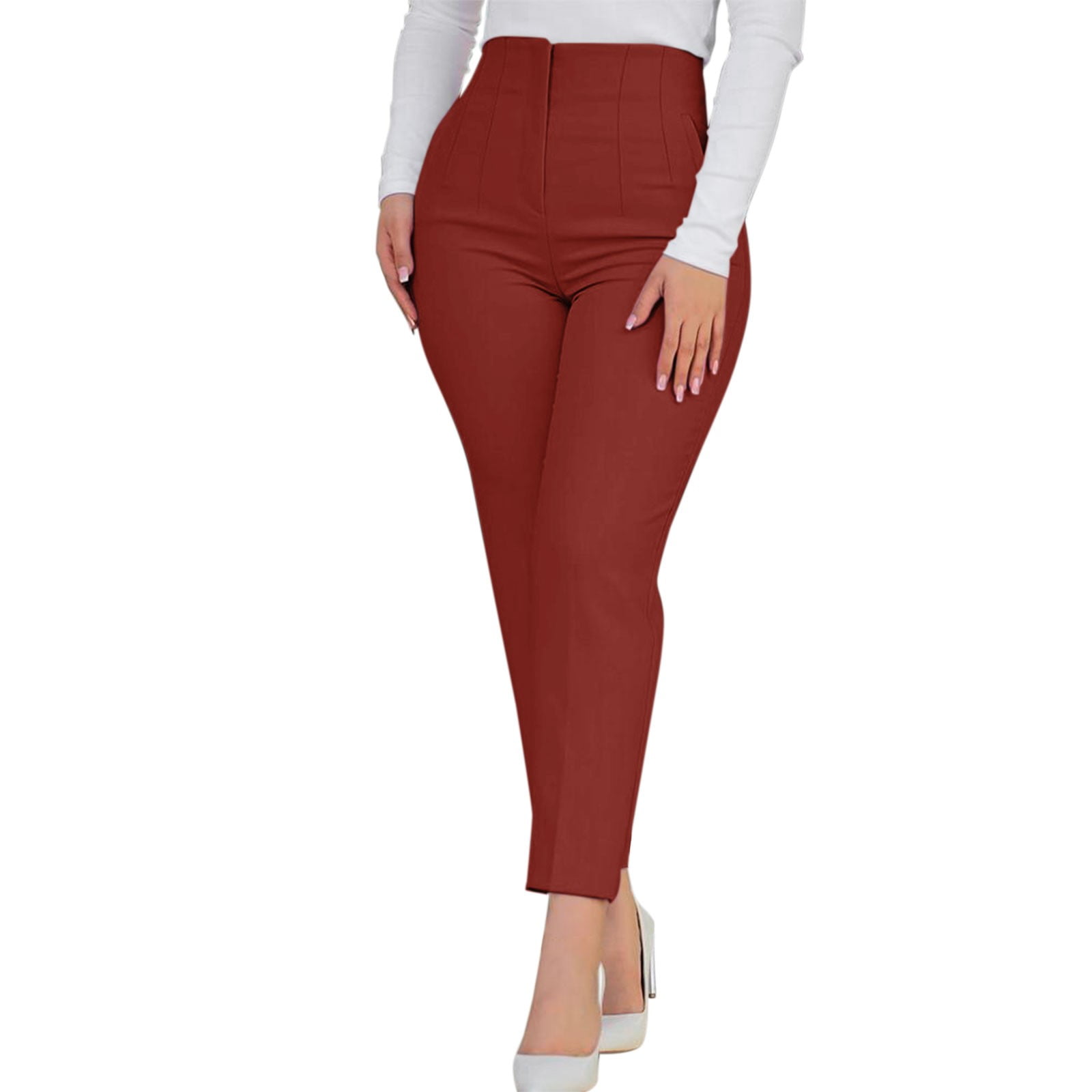 FUNUONY Women's Straight Leg Dress Pants - Slacks for Business Casual ...