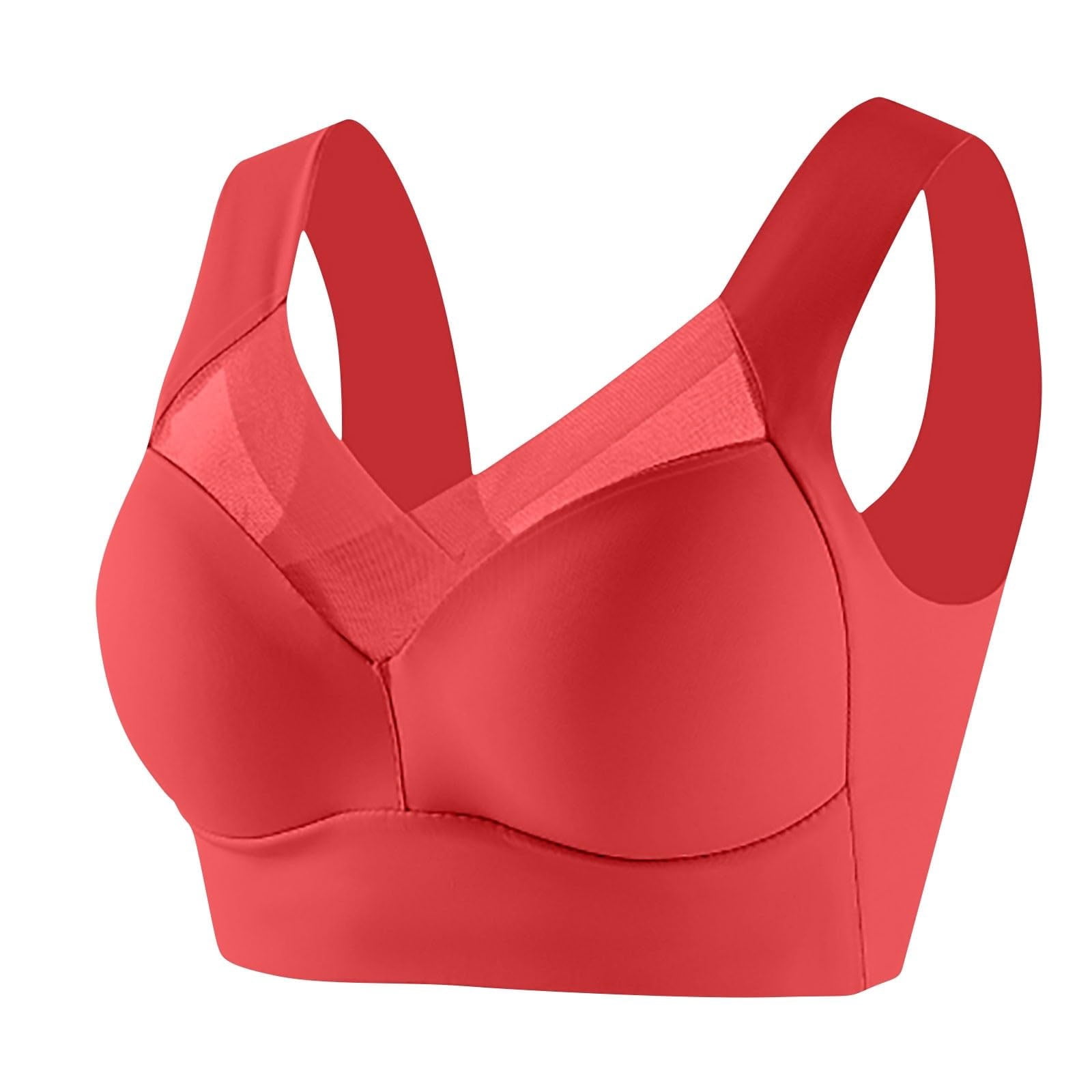 FUNUONY Women's Wireless Bras V Mesh Comfortable Bralette Supportive ...