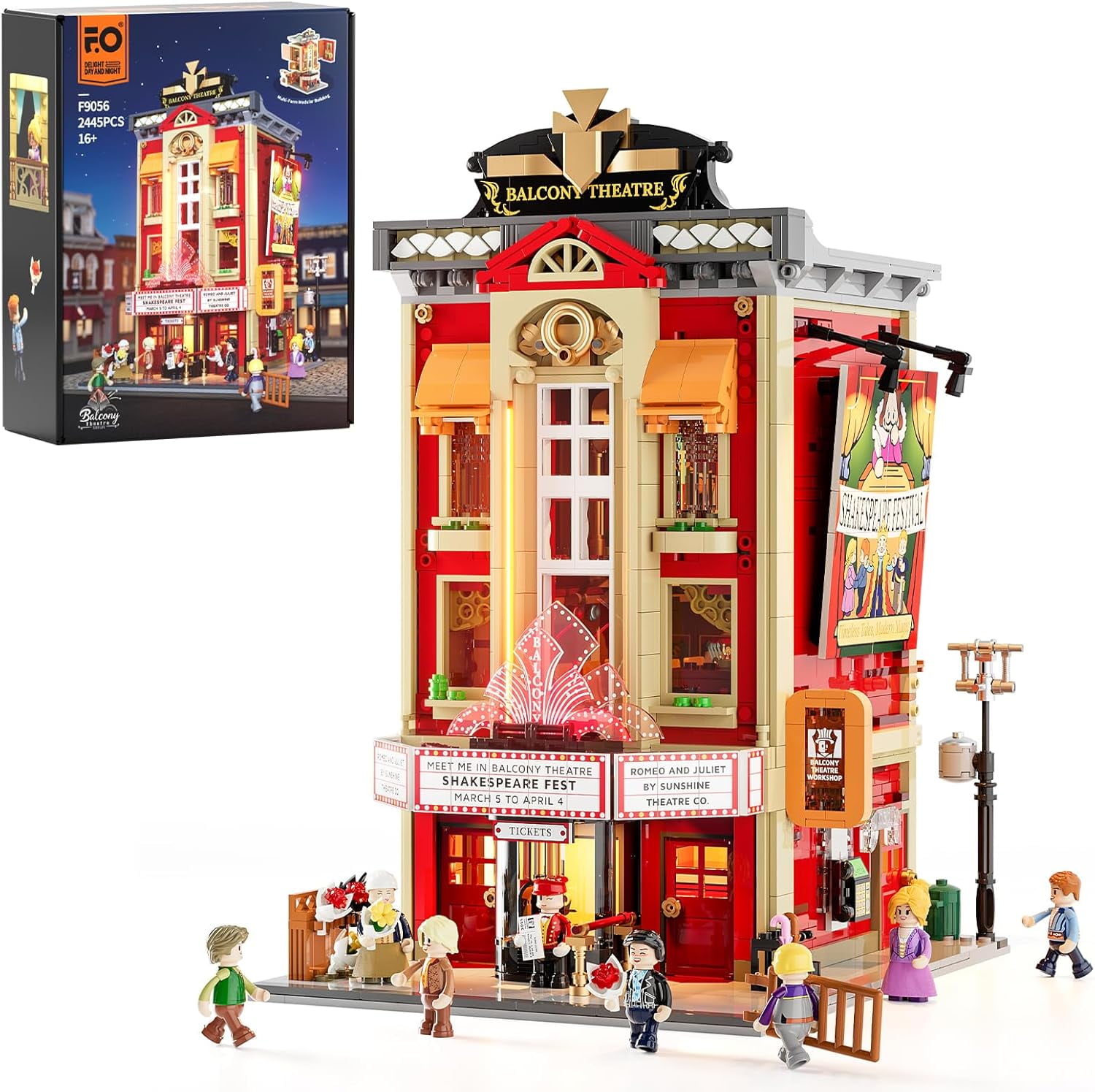 FUNWHOLE Balcony-Theatre Lighting Building-Bricks Set - City Town ...