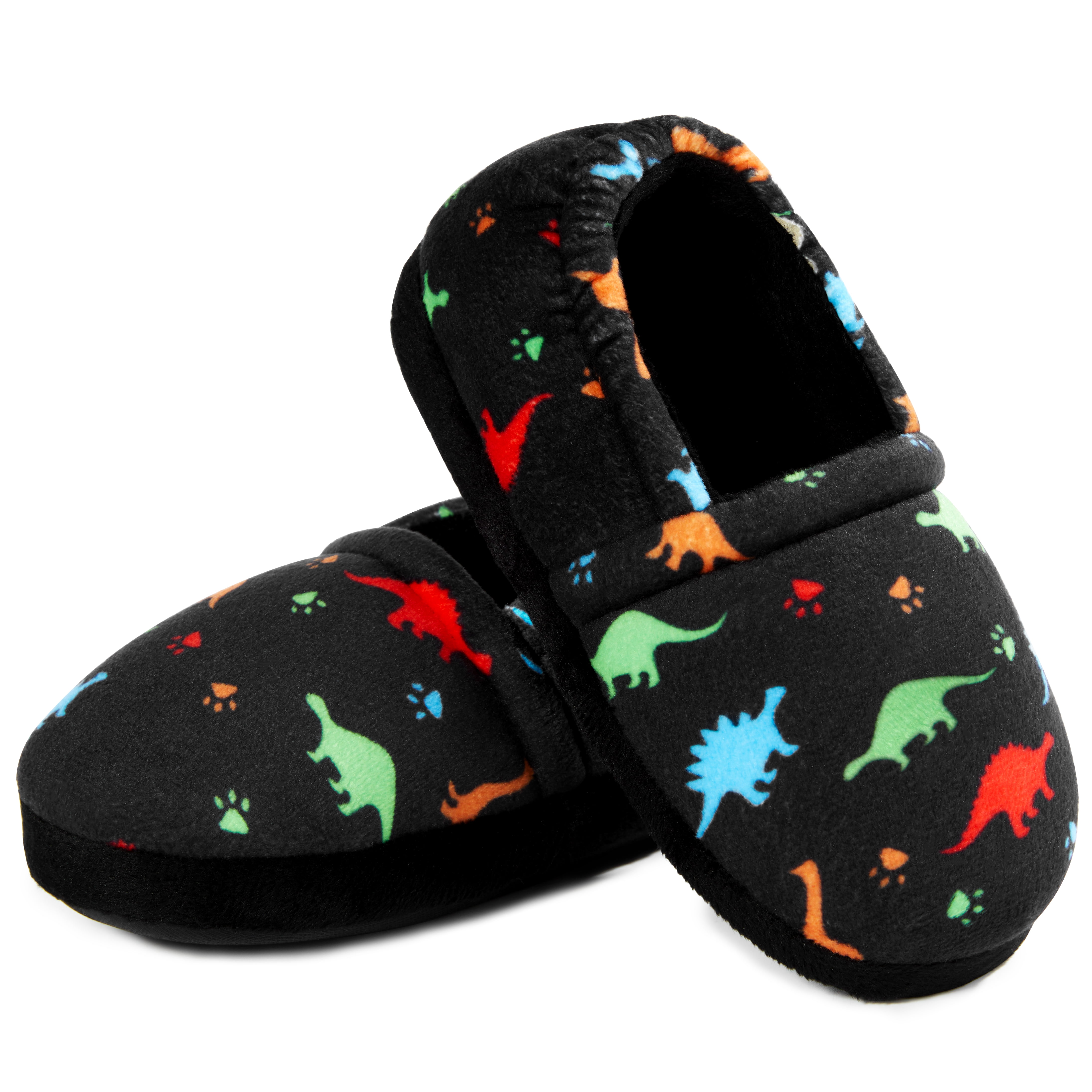 FUPPIA Boys Dinosaur Memory Foam Slippers, Black, Size 13-1, Slip-on ...