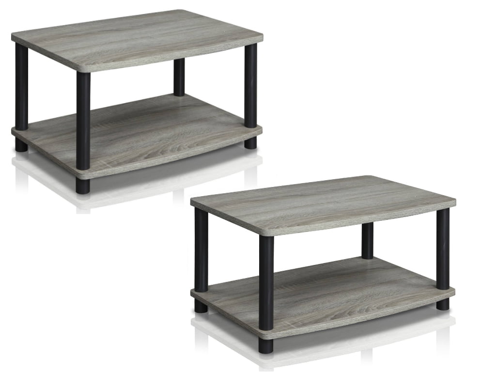 FURINNO 13191GYW/BK Turn-N-Tube No Tools 2-Tier Elevated TV Stands ...