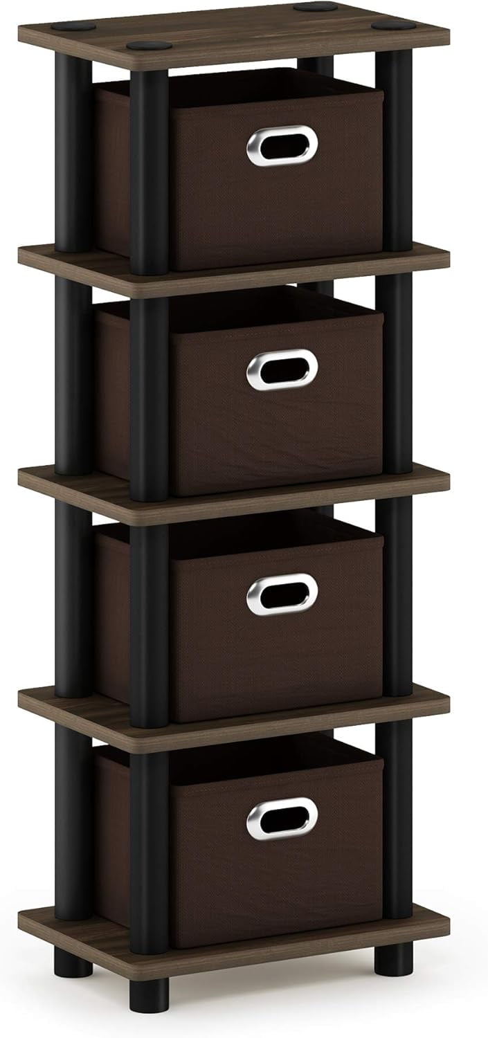 FURINNO LAci 4-Bins System Rack, Oak/Black/Light Brown - Walmart.com