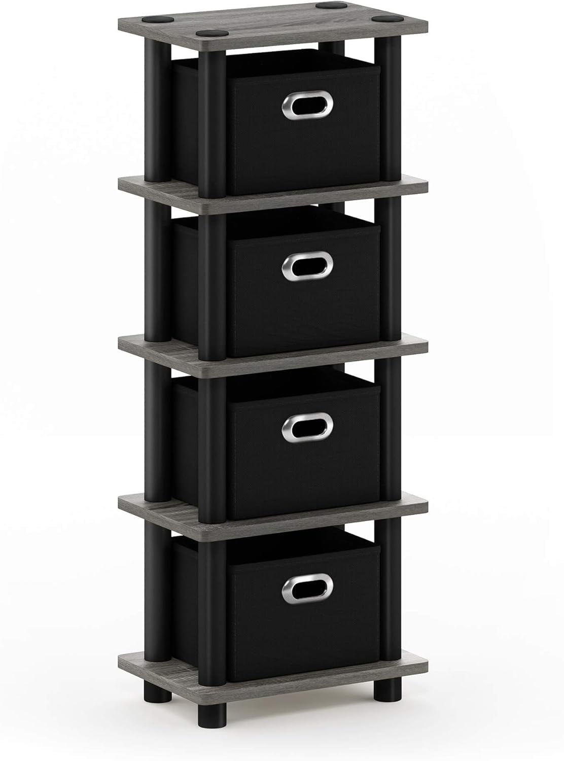 FURINNO LAci 4-Bins System Rack, Oak/Black/Light Brown - Walmart.com