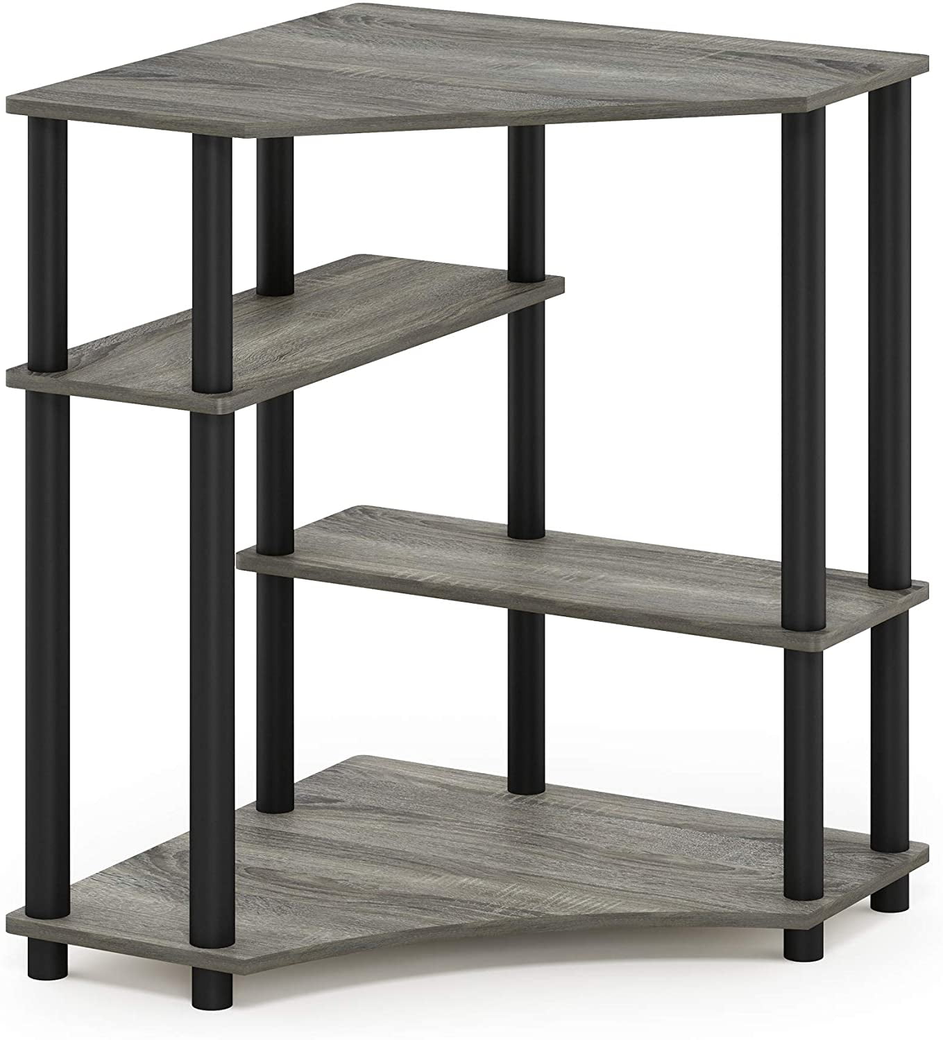 FURINNO Turn-N-Tube Space Saving Corner Desk, French Oak Grey/Black ...