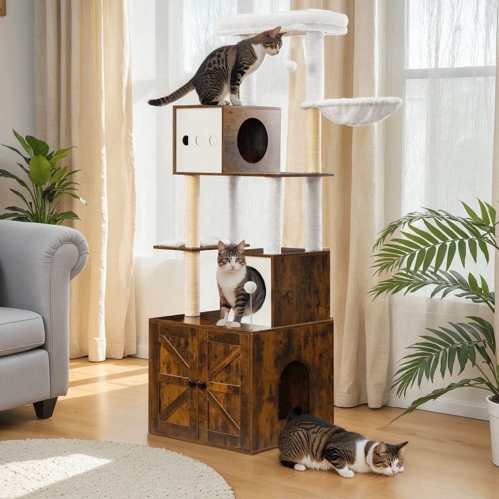 FURMAX Cat Tree for All Indoor Cats Large Cat Tower Condo with Sisal ...