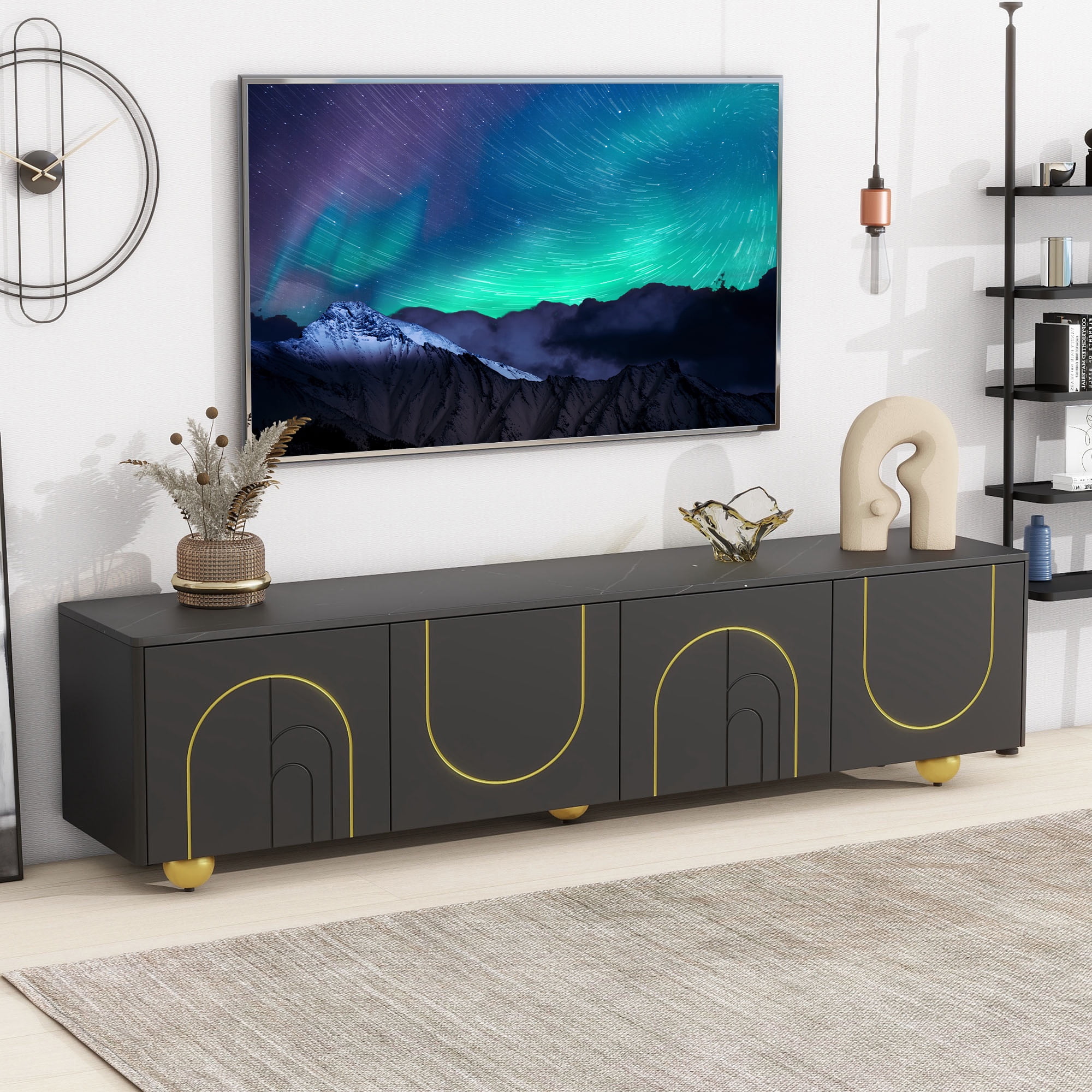 FURNINEST 4-Door TV Cabinet, TV Stand for TVs up to 75", TV Cabinet ...