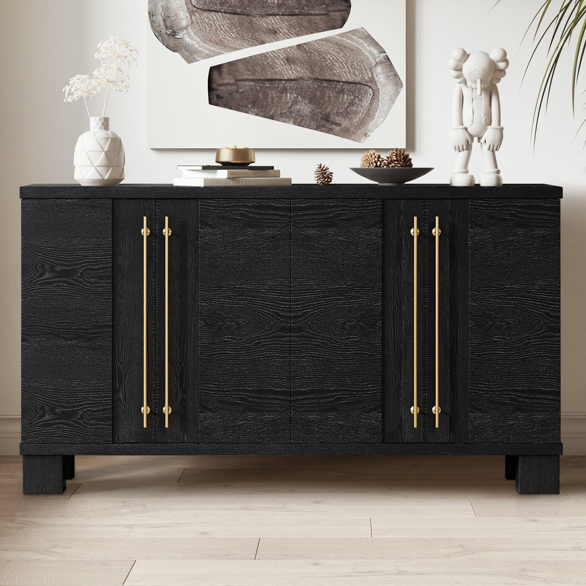 FURNINEST Accent Cabinet with 4 Doors, Modern Storage Cabinet Furniture ...