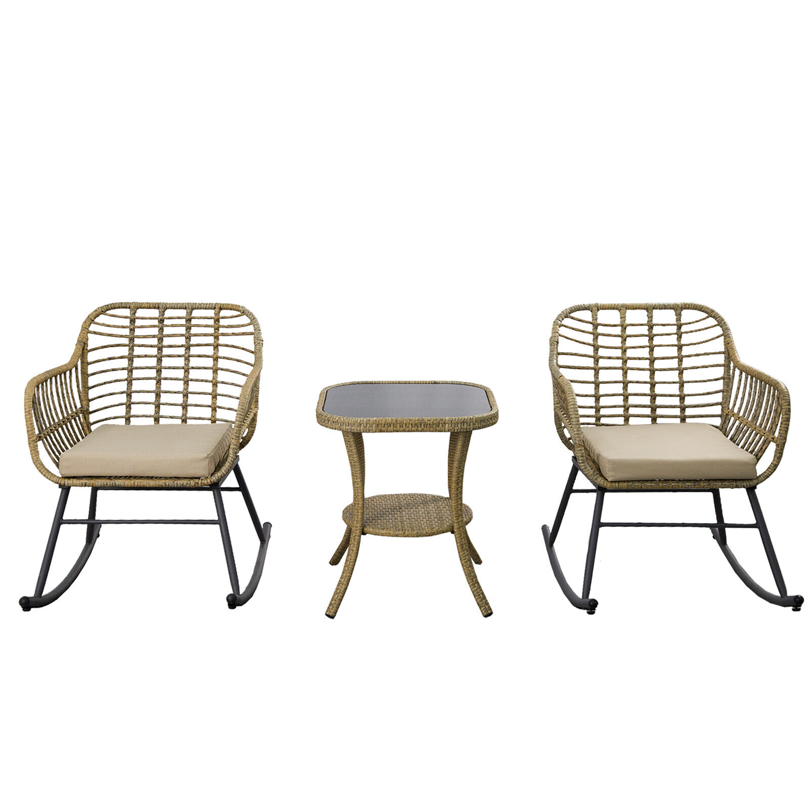FURNITURE ONE 3-Piece Patio Conversation Bistro Set, Outdoor Wicker ...
