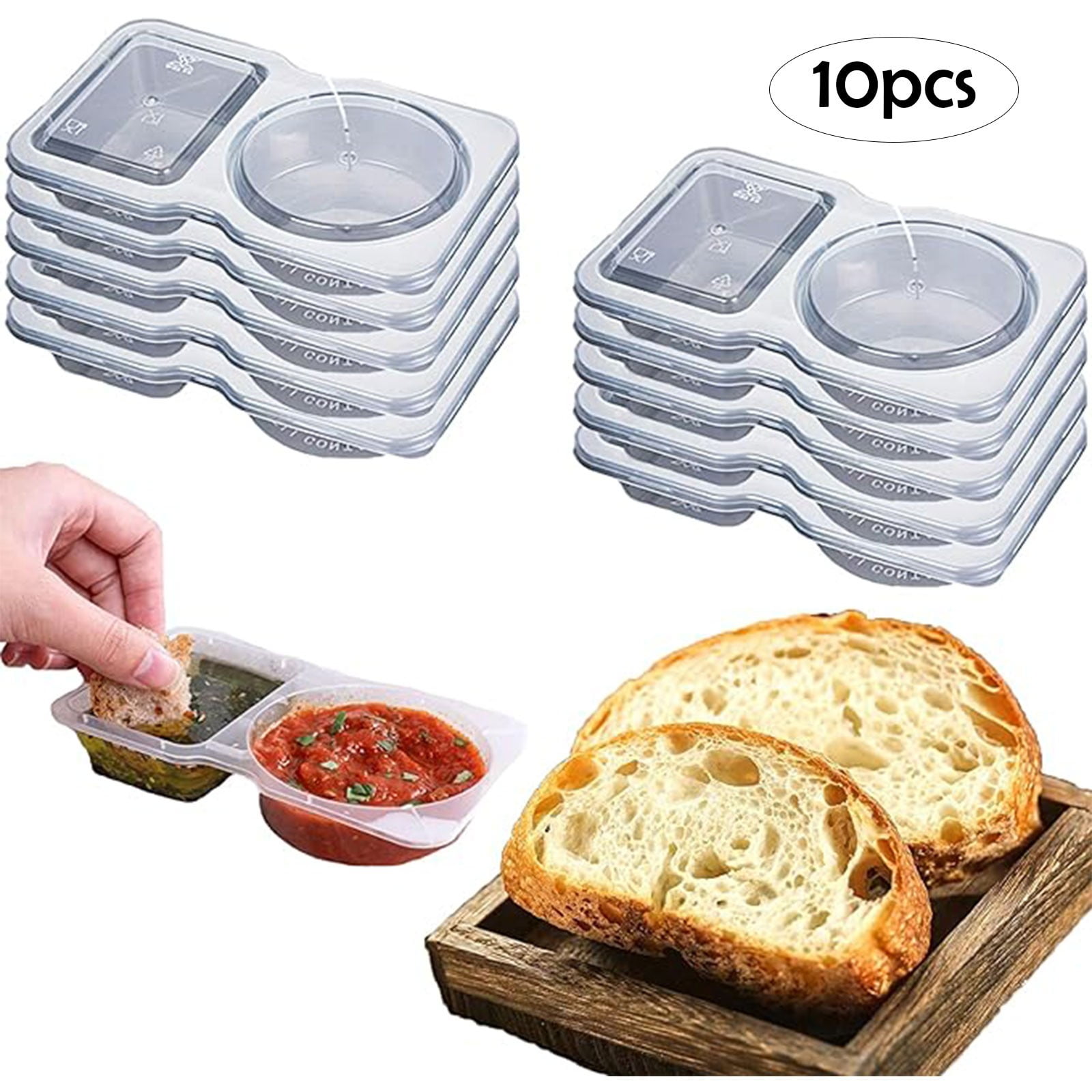 FURNIX 10PCS Double Compartment Condiment Container With Lids ...