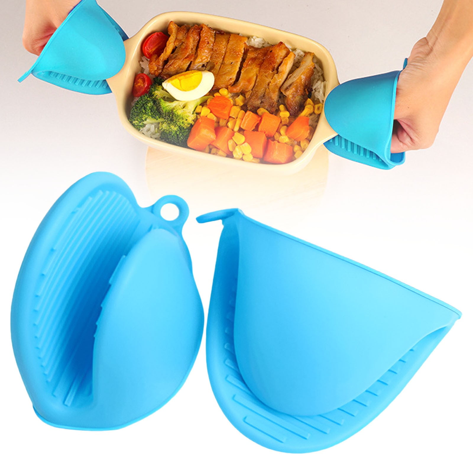 FURNIX 2Pc Silicone Oven Mitts,Heat Resistant Cooking Grips,Mini Finger ...