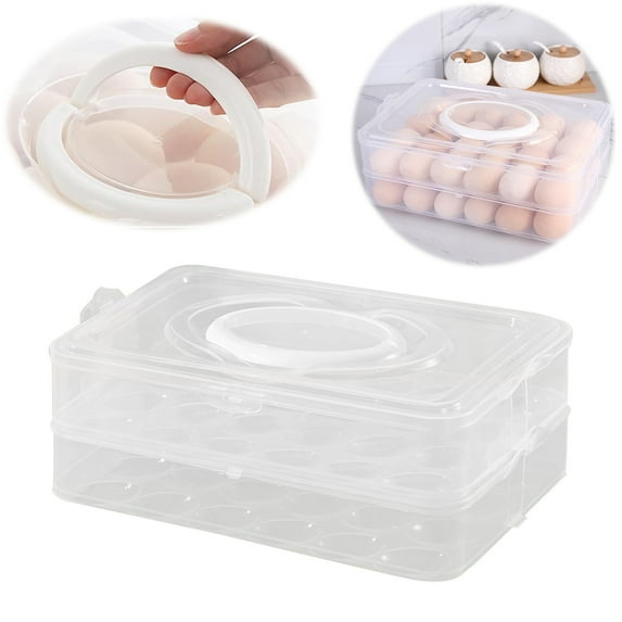 FURNIX Covered Egg Holders,2 Layer Egg Storage Tray,48 Egg Capacity ...