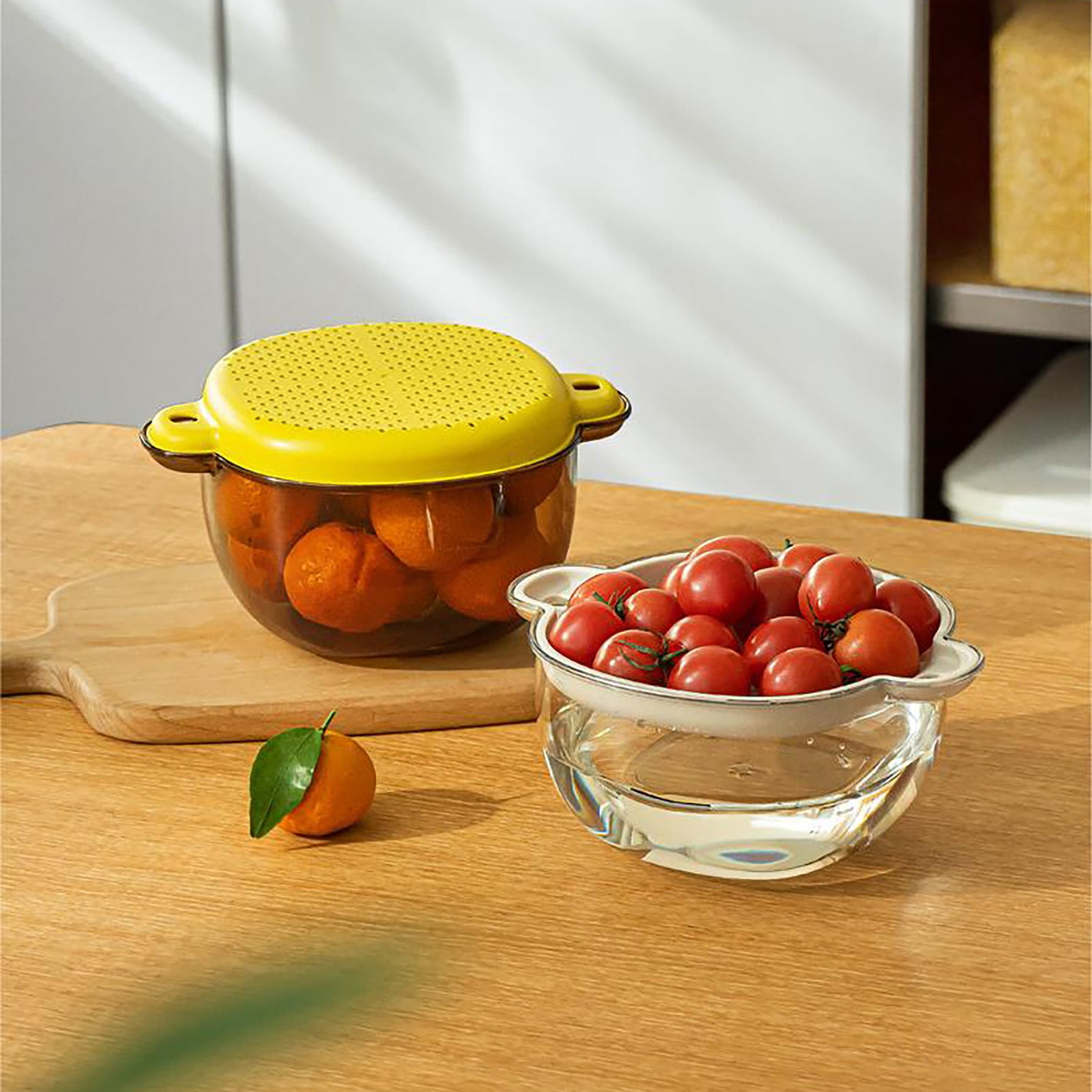 FURNIX Dual-Layer Kitchen Colander,Fruit Veggie Washing Strainer,Fast ...