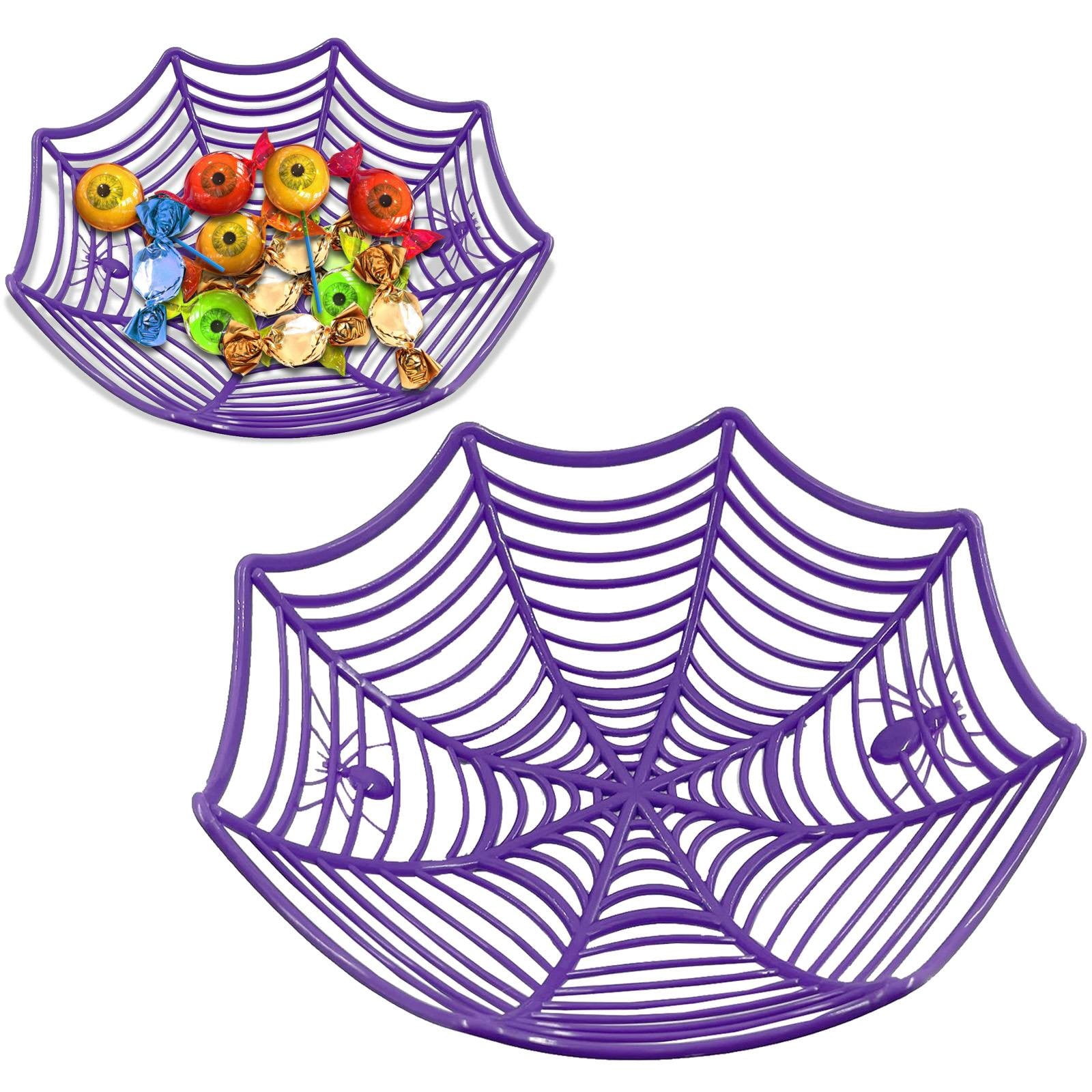 FURNIX Halloween Candy Basket Spider Web Design Trick or Treat Dish ...