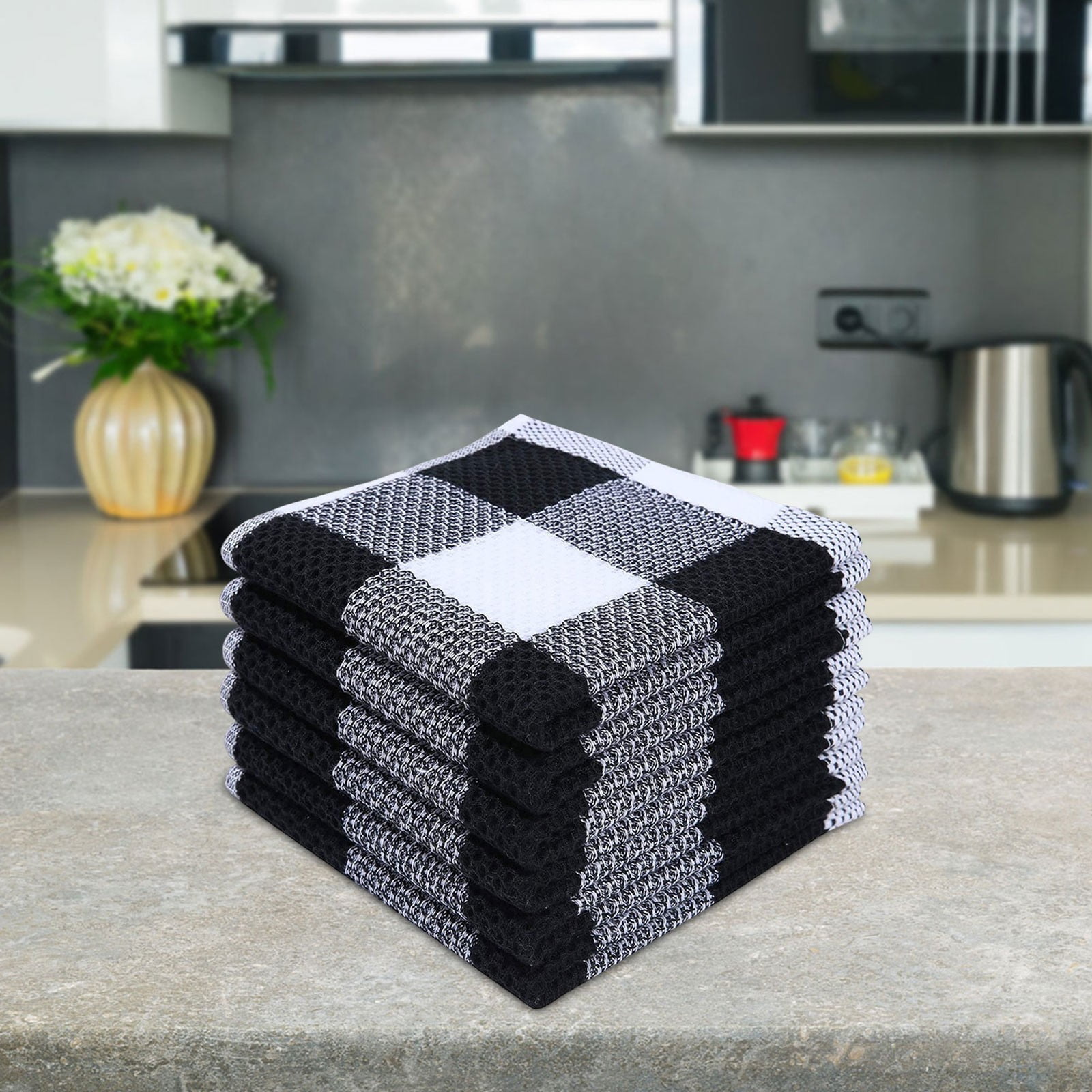 FURNIX Kitchen Towel 13X28 Inches,Cotton Buffalo Plaid Check Kitchen ...