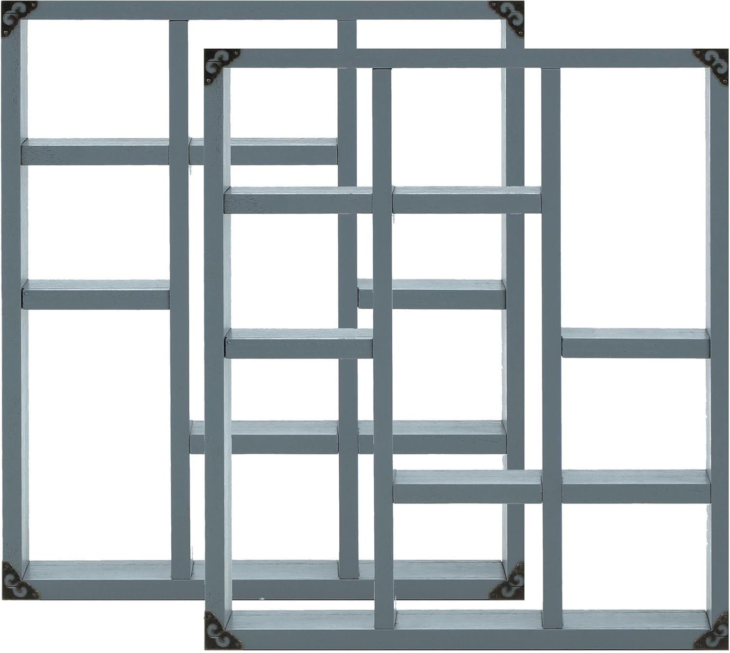 FURNO 17.7 Inch Solid Wood Display Shelf -Sef of 2- Shadow Box 9-Slot ...