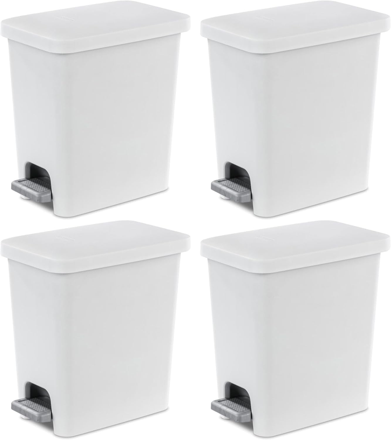 FURNO 2.7 Gallon Rectangular Step On Kitchen Trash Bin Plastic Indoor ...