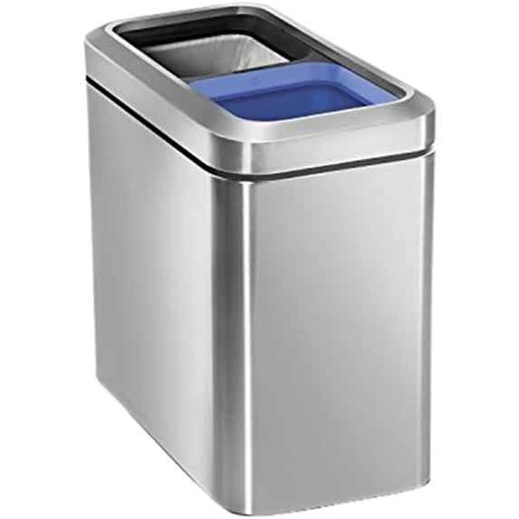 FURNO 20 Liter / 5.3 Gallon Dual Compartment Recycling Can, Slim Open Top Office Trash Can ...