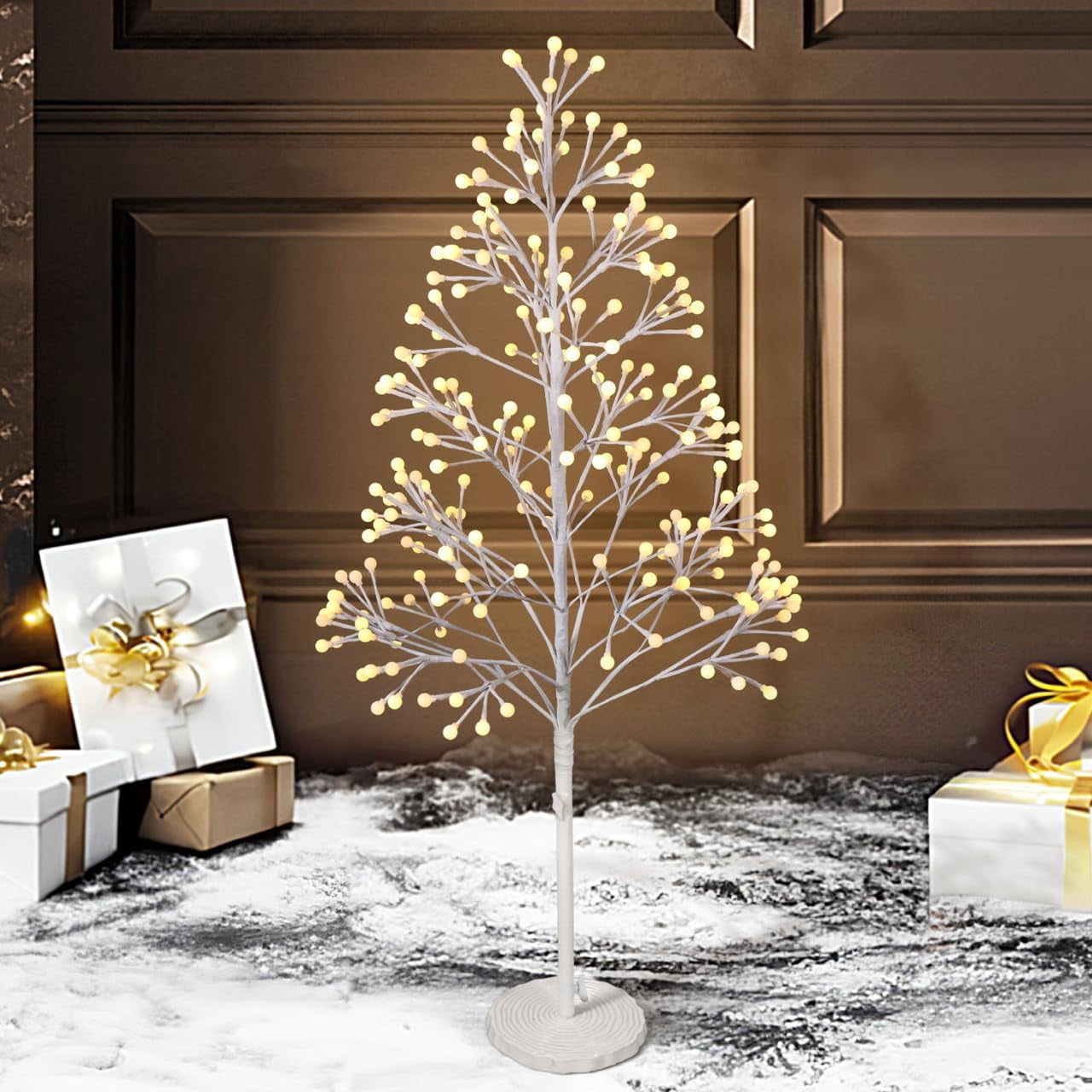 FURNO 4 Feet White Firework Twinkling Lighted Tree, 48 inch Light Up ...