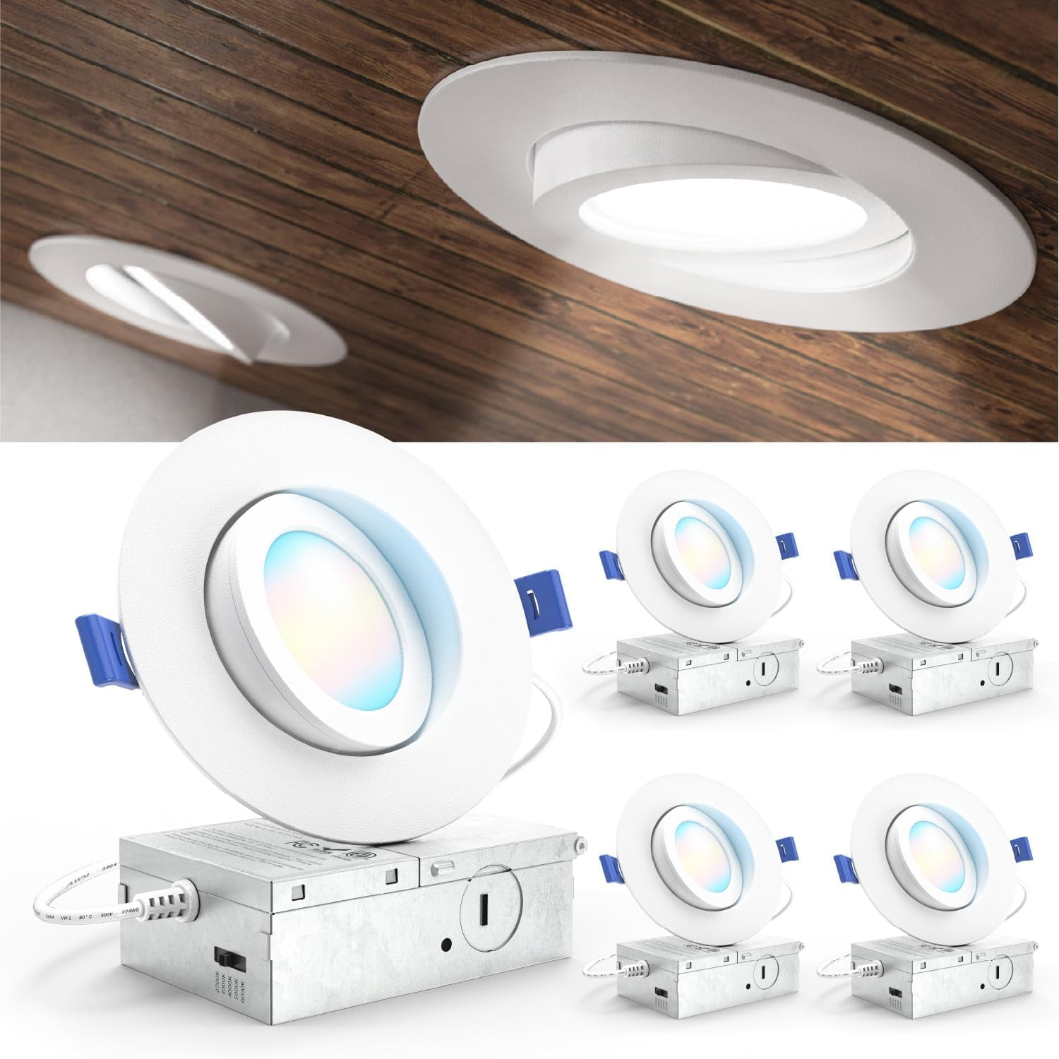 FURNO 4 Inch Gimbal LED Recessed Light Slim, 900LM High Brightness ...