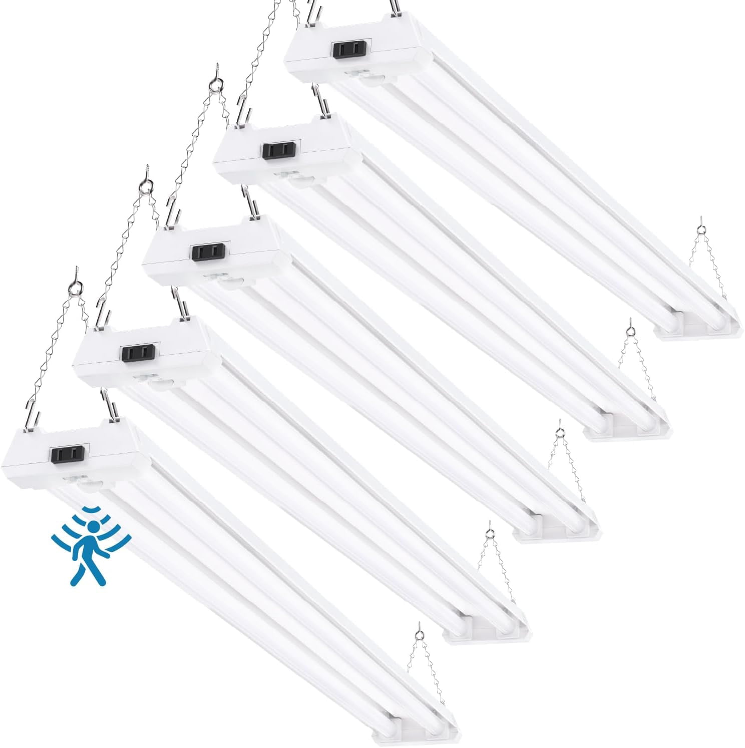 FURNO 5 Pack Motion Sensor 4ft LED Shop Light, Garage Lights Ceiling ...