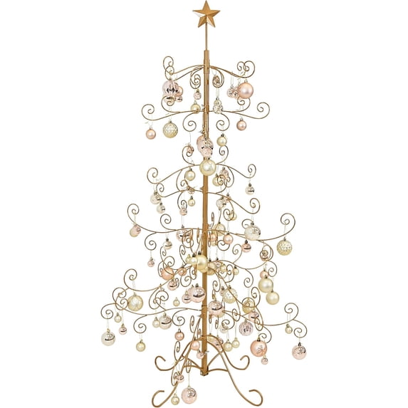 FURNO 5ft Metal Christmas Tree with Hanging Hooks - Compact Ornament ...