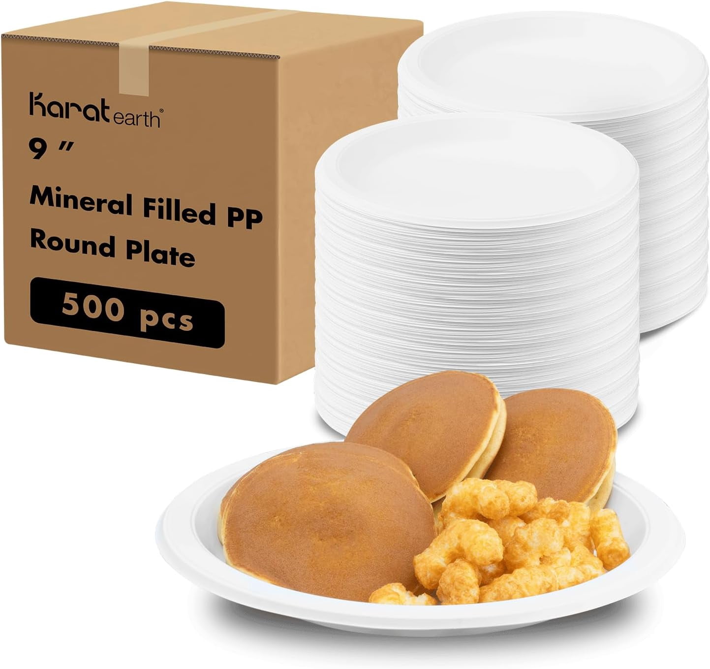 FURNO [9" - 500 pcs - 1 Compartment White Round Heavy Duty Disposable ...