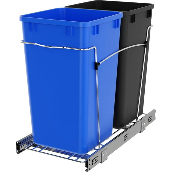 FURNO Pullout Trash Can for Kitchen Cabinets 27 Qt Garbage Recycling ...