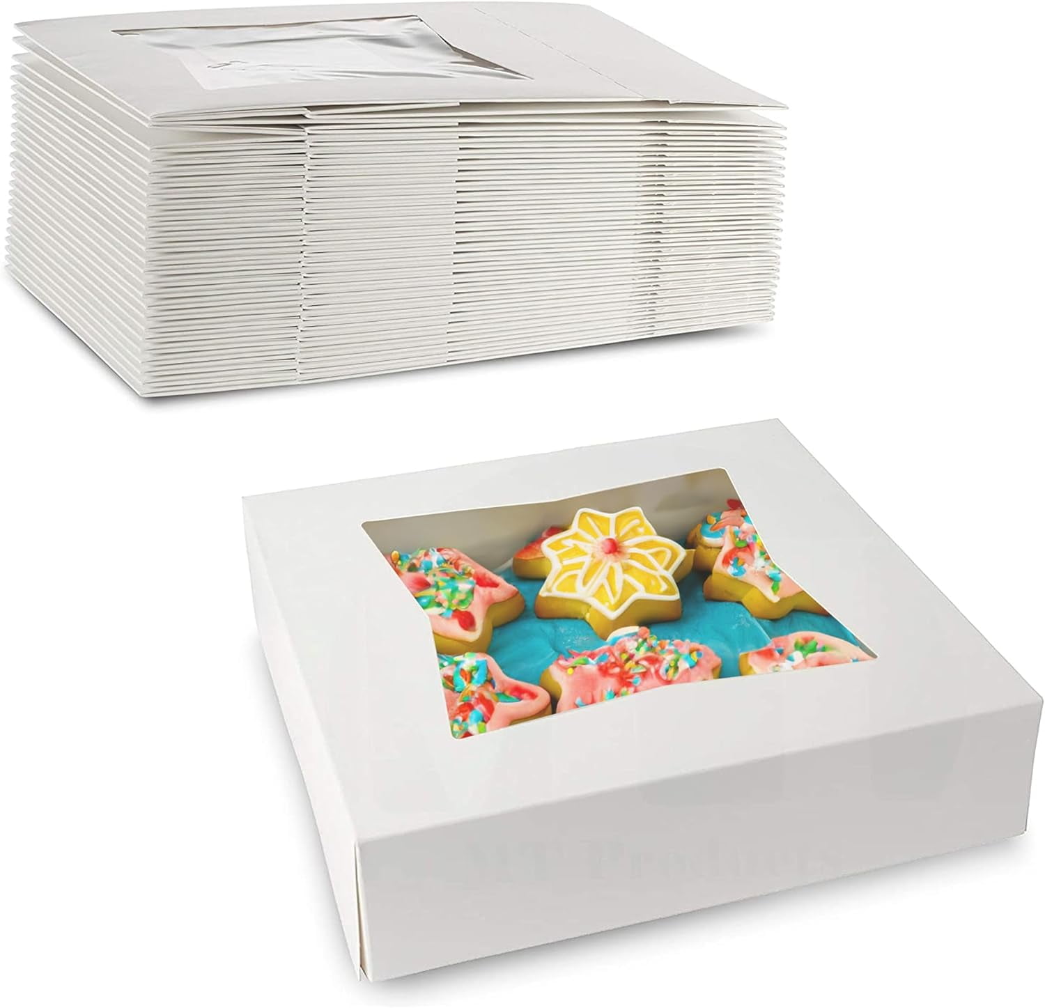 FURNO White Cookie Boxes - Size of 8" X 8" X 2.5" - (25 Pieces) Auto ...