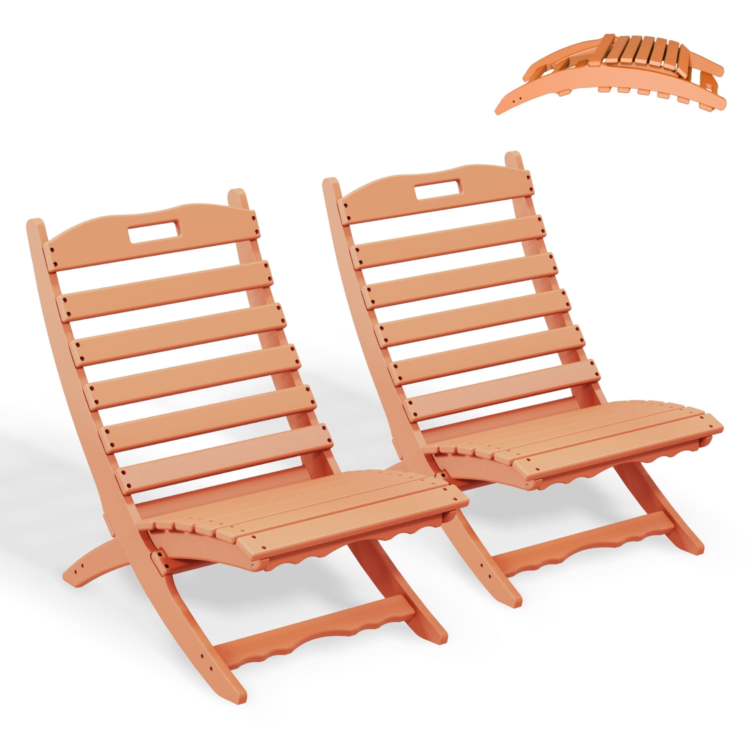 FURRYFECTION Adirondack Folding Xavier Chair Set of 2,HDPE All-Weather ...