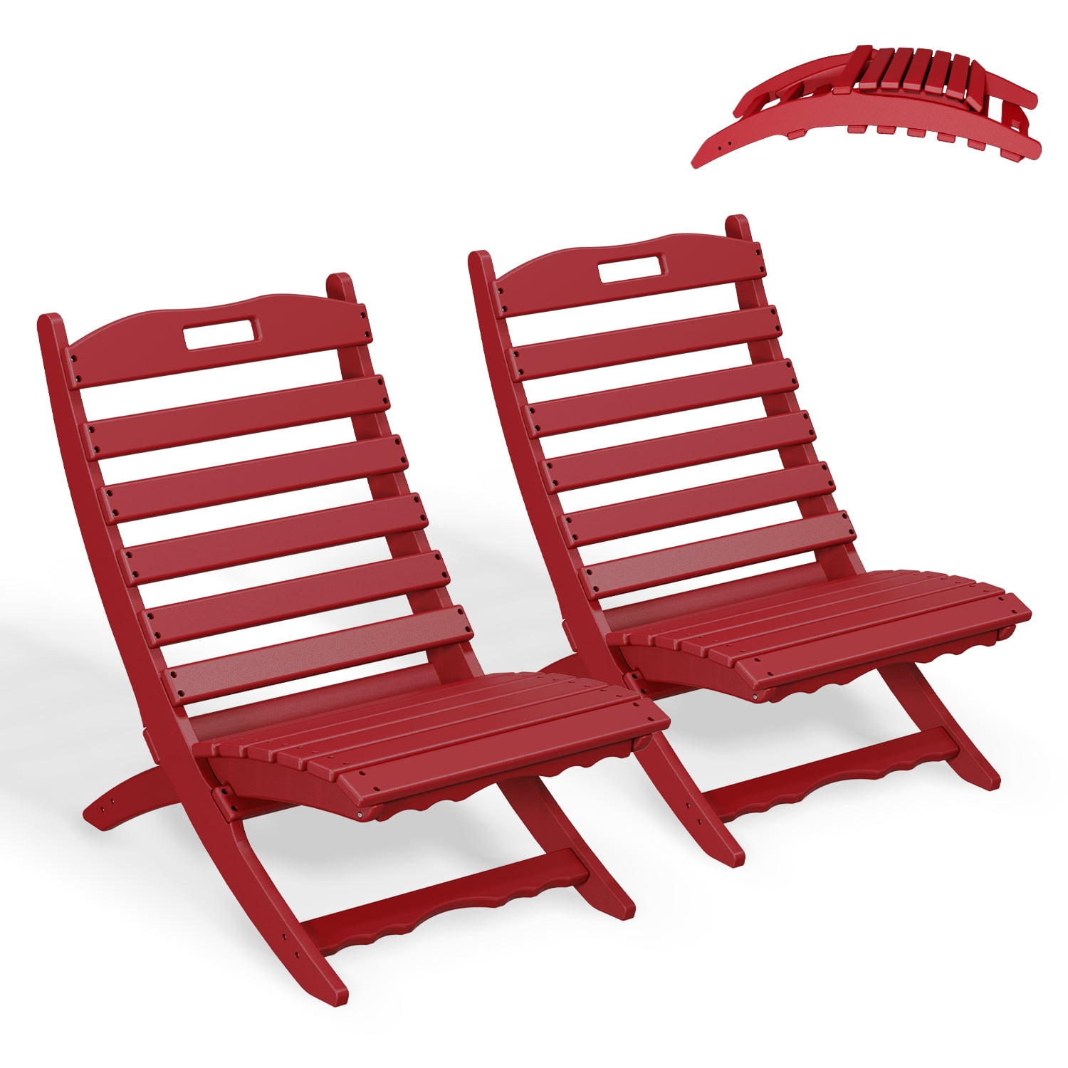 FURRYFECTION Adirondack Folding Xavier Chair Set of 2,HDPE All-Weather ...