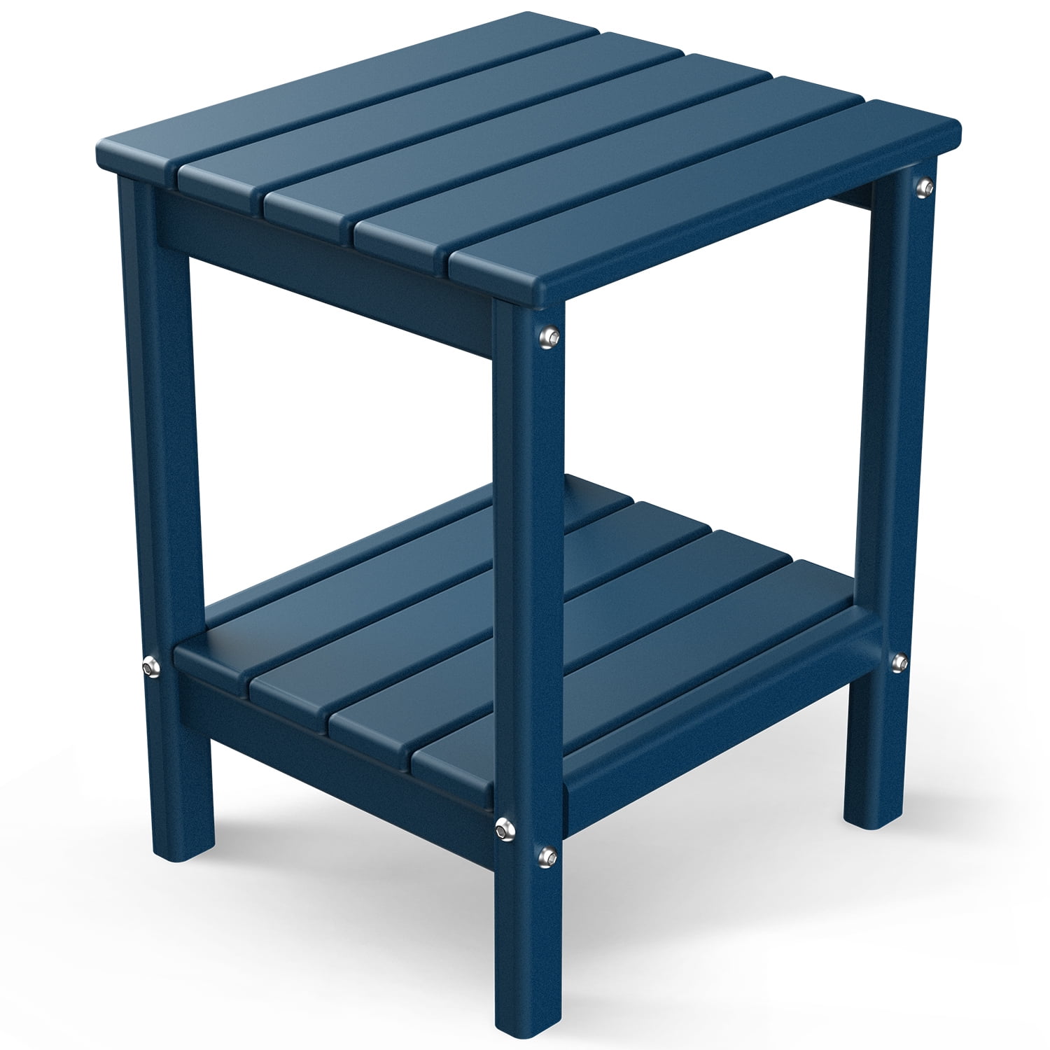 FURRYFECTION Blue Patio Side Table,2-Shelf HDPE Weather Resistant End ...