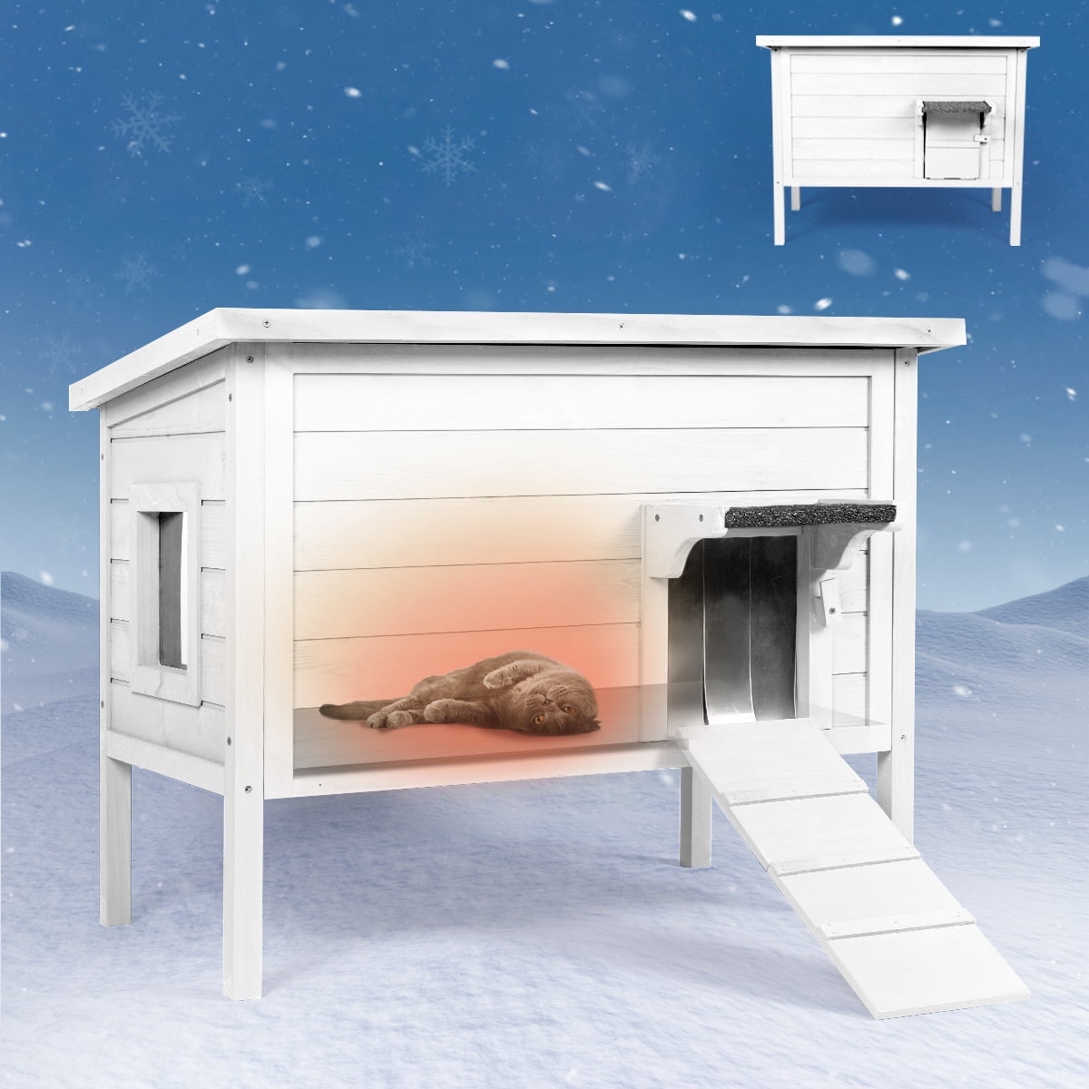 FURRYFECTION Outdoor Cat House, Insulated Large Wooden Weatherproof Pet ...