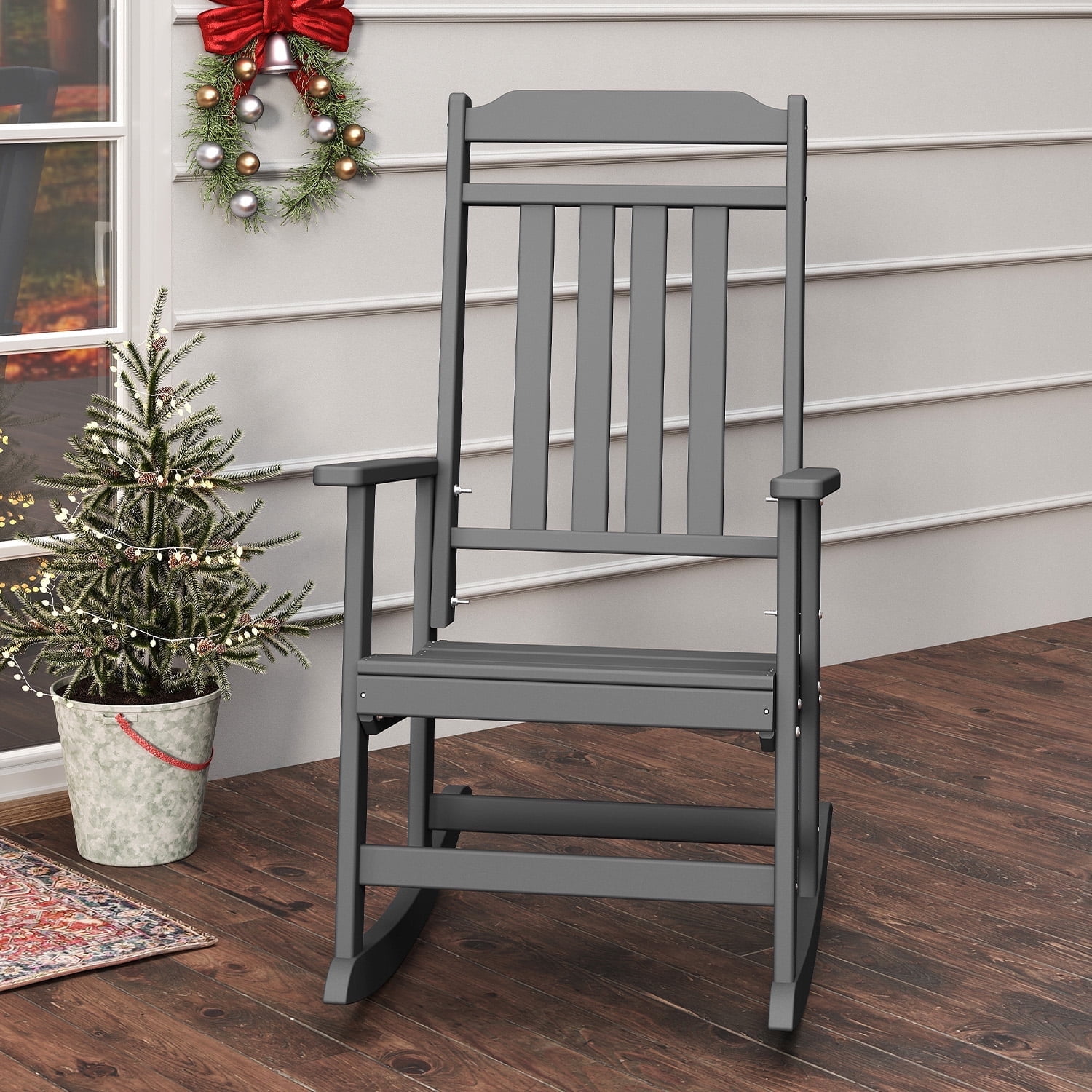 FURRYFECTION Outdoor Rocking Chair with High Back,HDPE Oversized ...