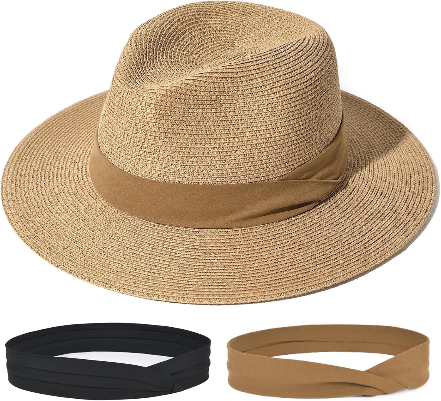 YEKEYI Panama Hat Sun Hats for Women Men Wide Brim Fedora Straw Beach ...