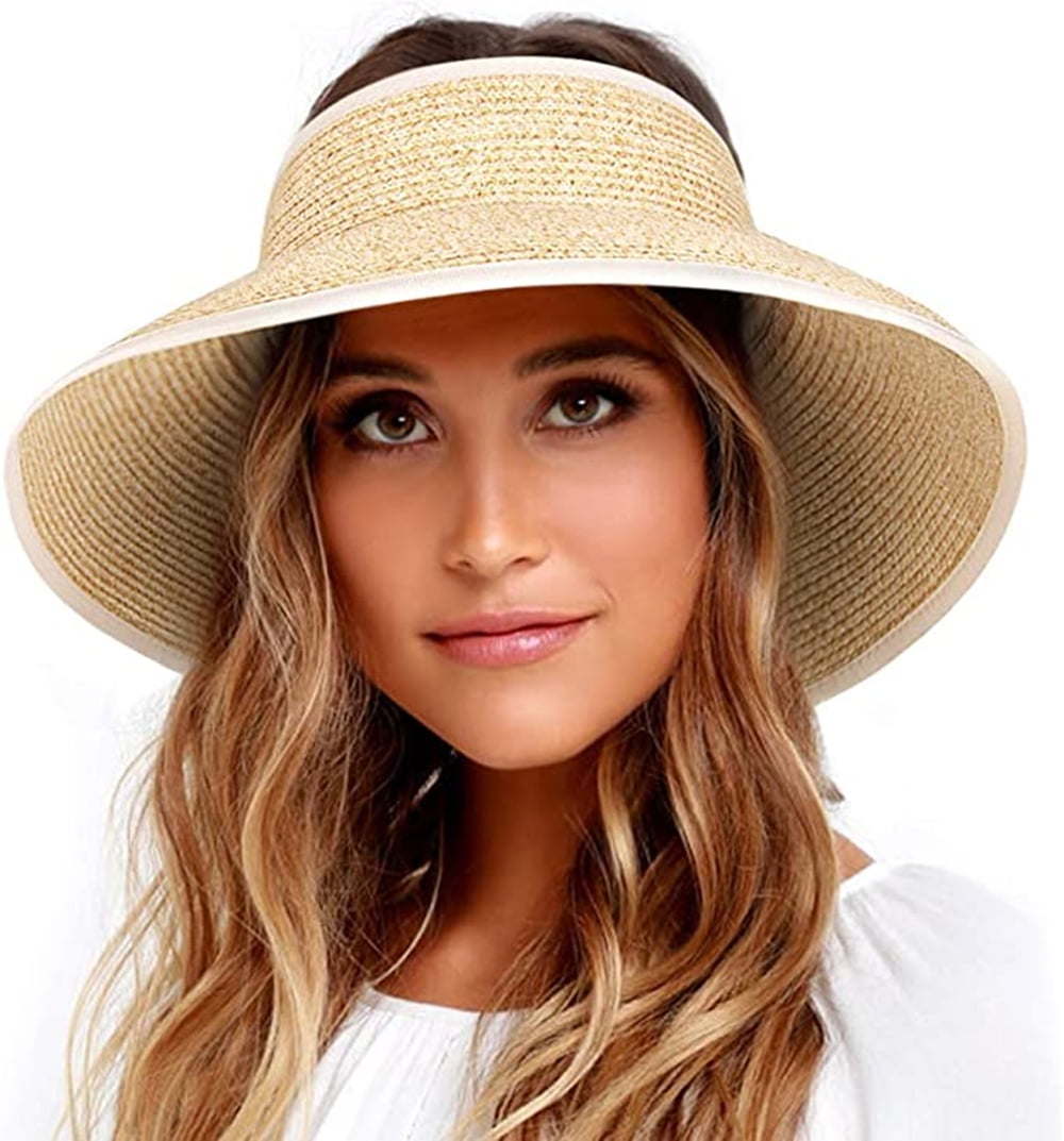 Furtalk Straw Sun Visors For Women Foldable Sun Hat Upf 50 Summer